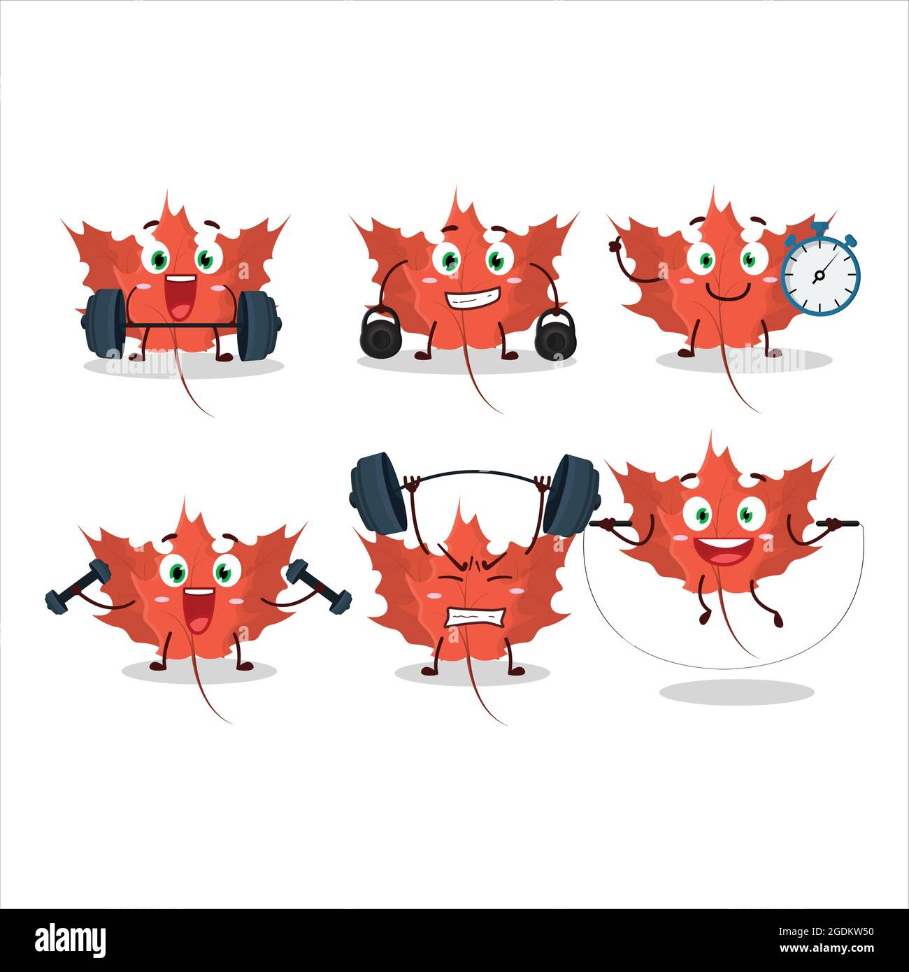 A healthy autumn blaze maple cartoon style trying some tools on Fitness ...