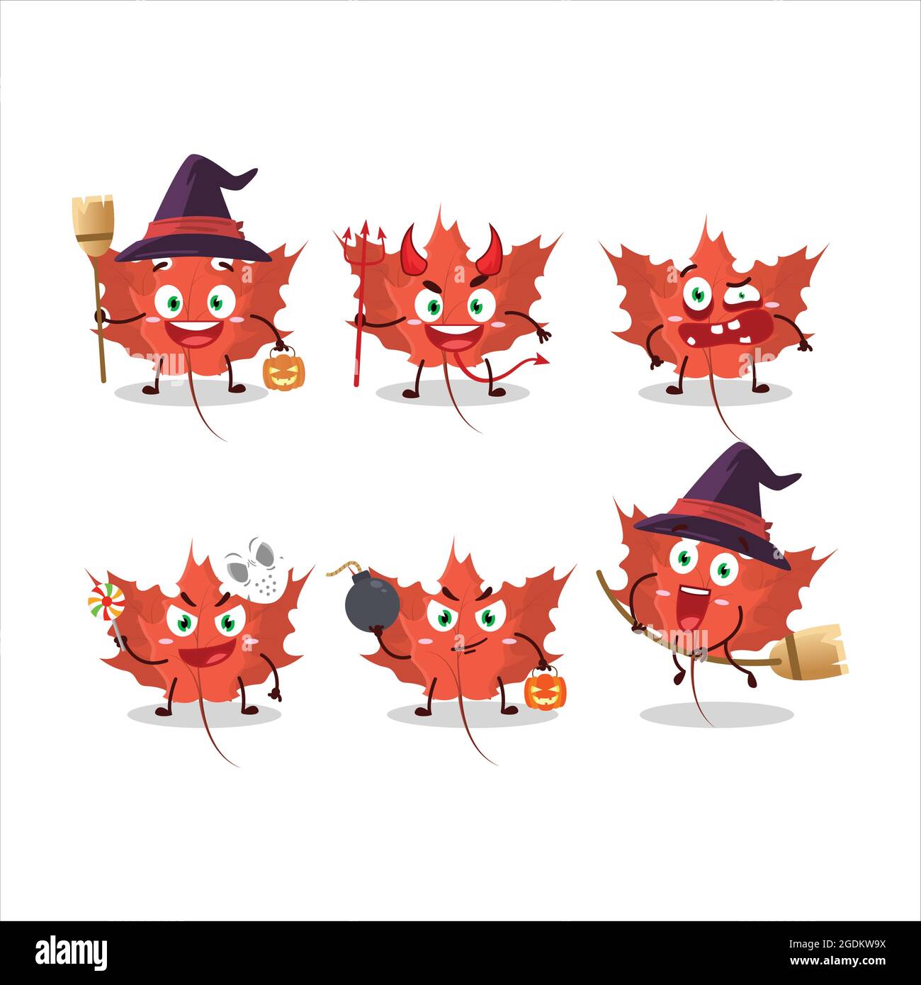 Halloween expression emoticons with cartoon character of autumn blaze ...