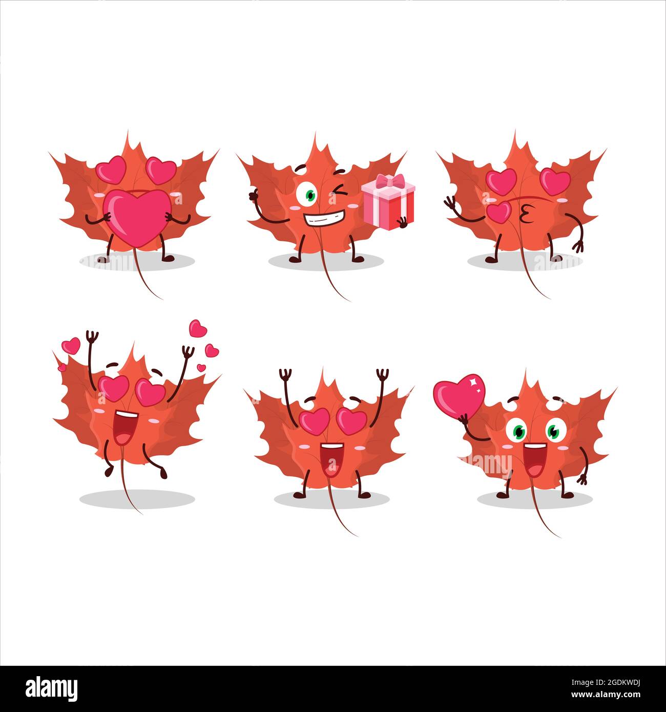 Autumn blaze maple cartoon character with love cute emoticon. Vector ...