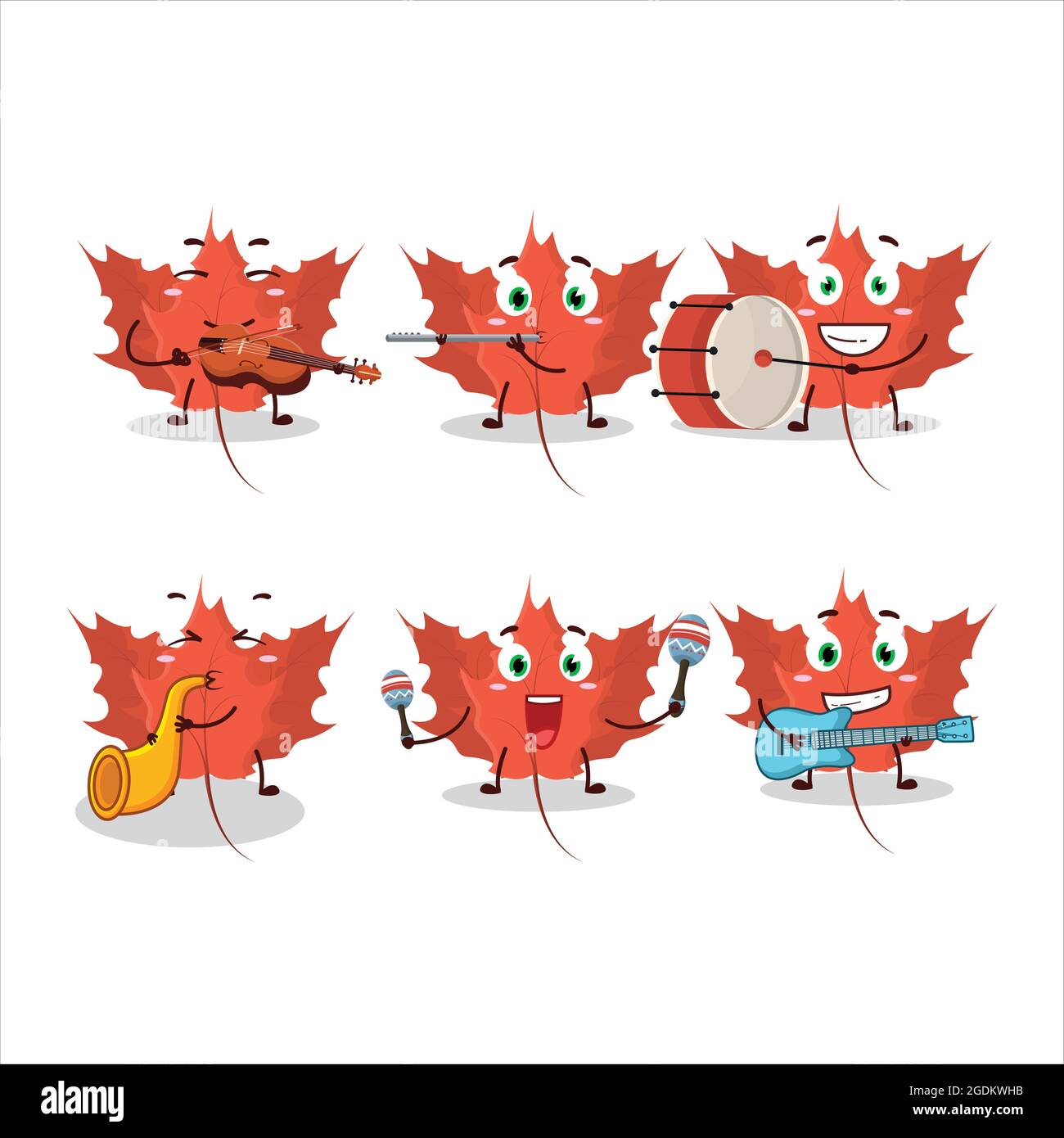 Cartoon character of autumn blaze maple playing some musical ...