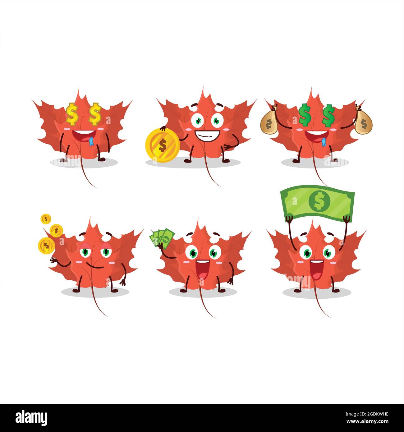 Autumn blaze maple cartoon character with cute emoticon bring money ...