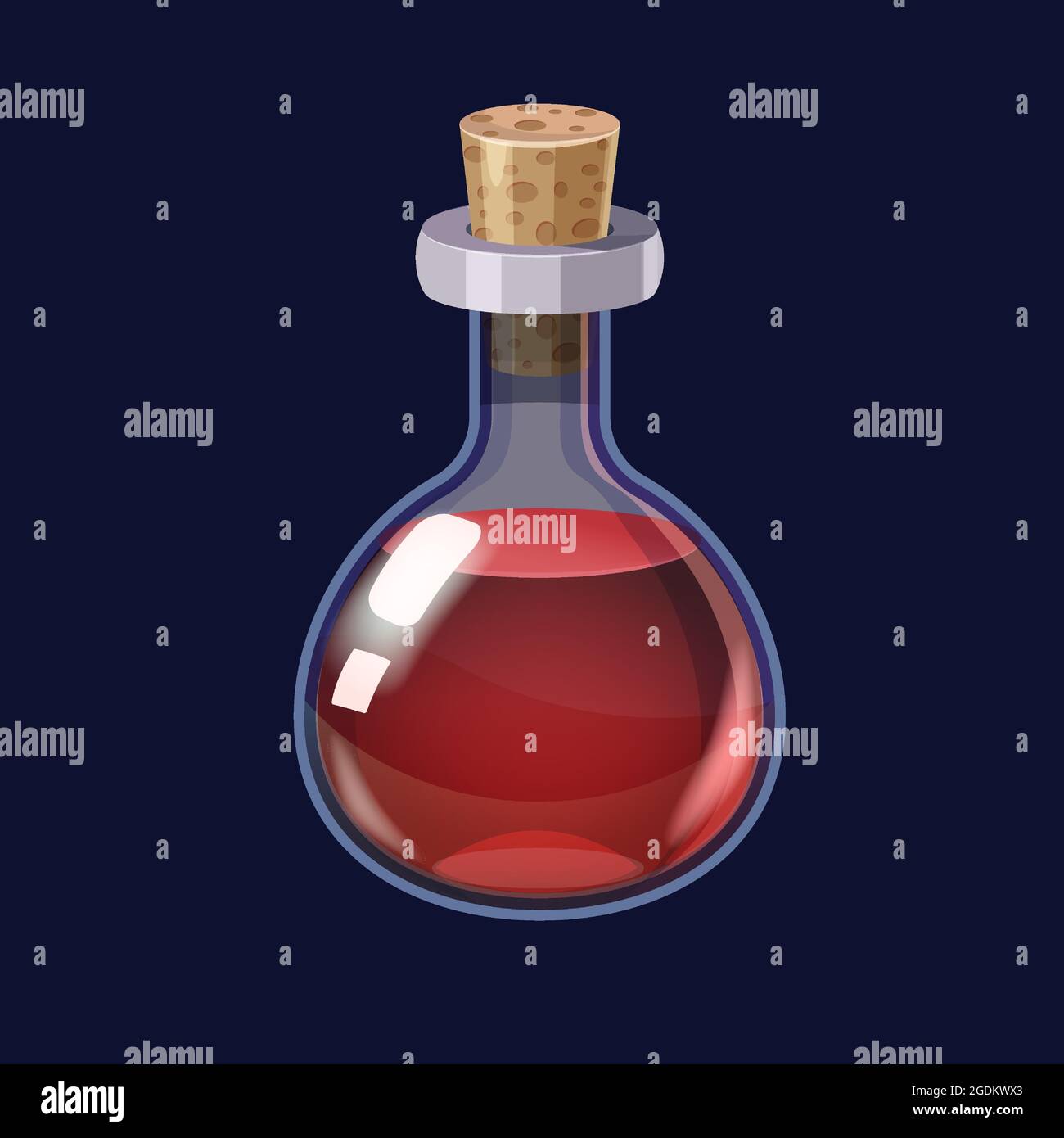 Bottle with liquid red potion magic elixir game icon GUI. Vector ...