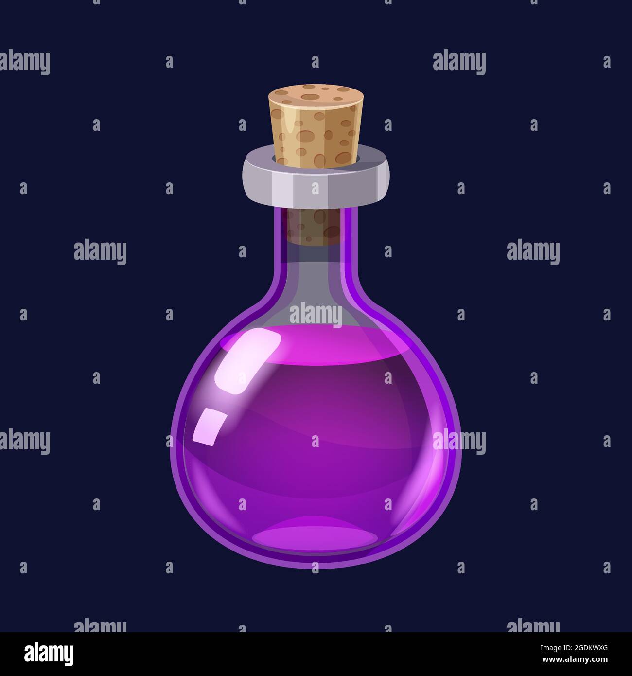 Bottle with liquid violet potion magic elixir game icon GUI. Vector ...