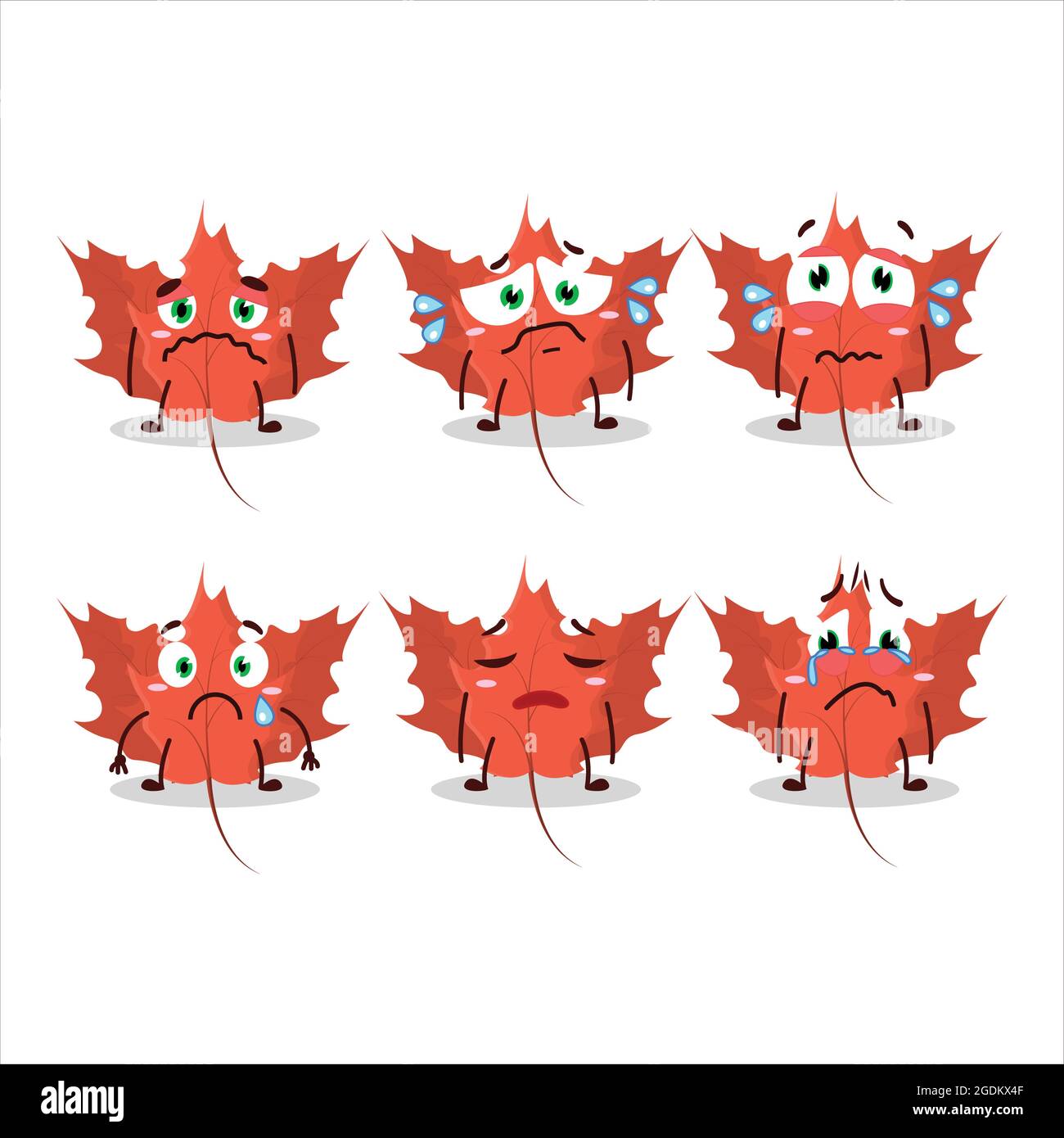 Autumn blaze maple cartoon character with sad expression. Vector ...