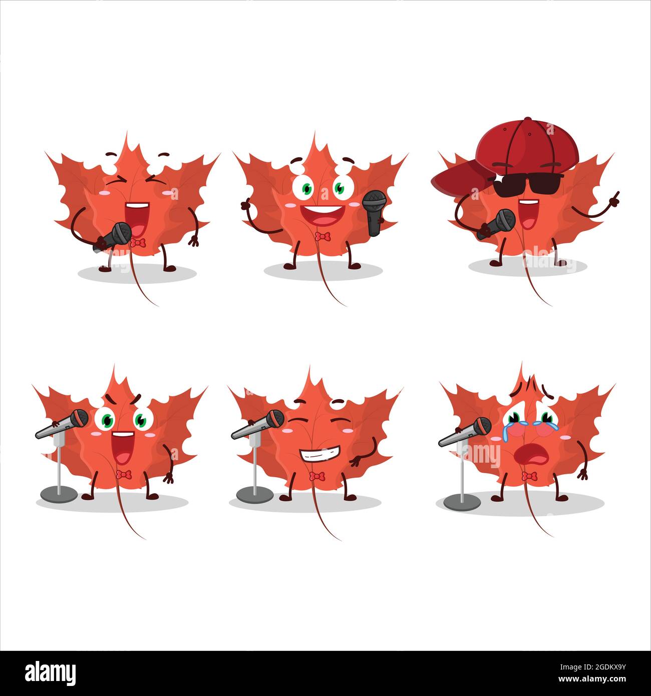 A Cute Cartoon design concept of autumn blaze maple singing a famous ...