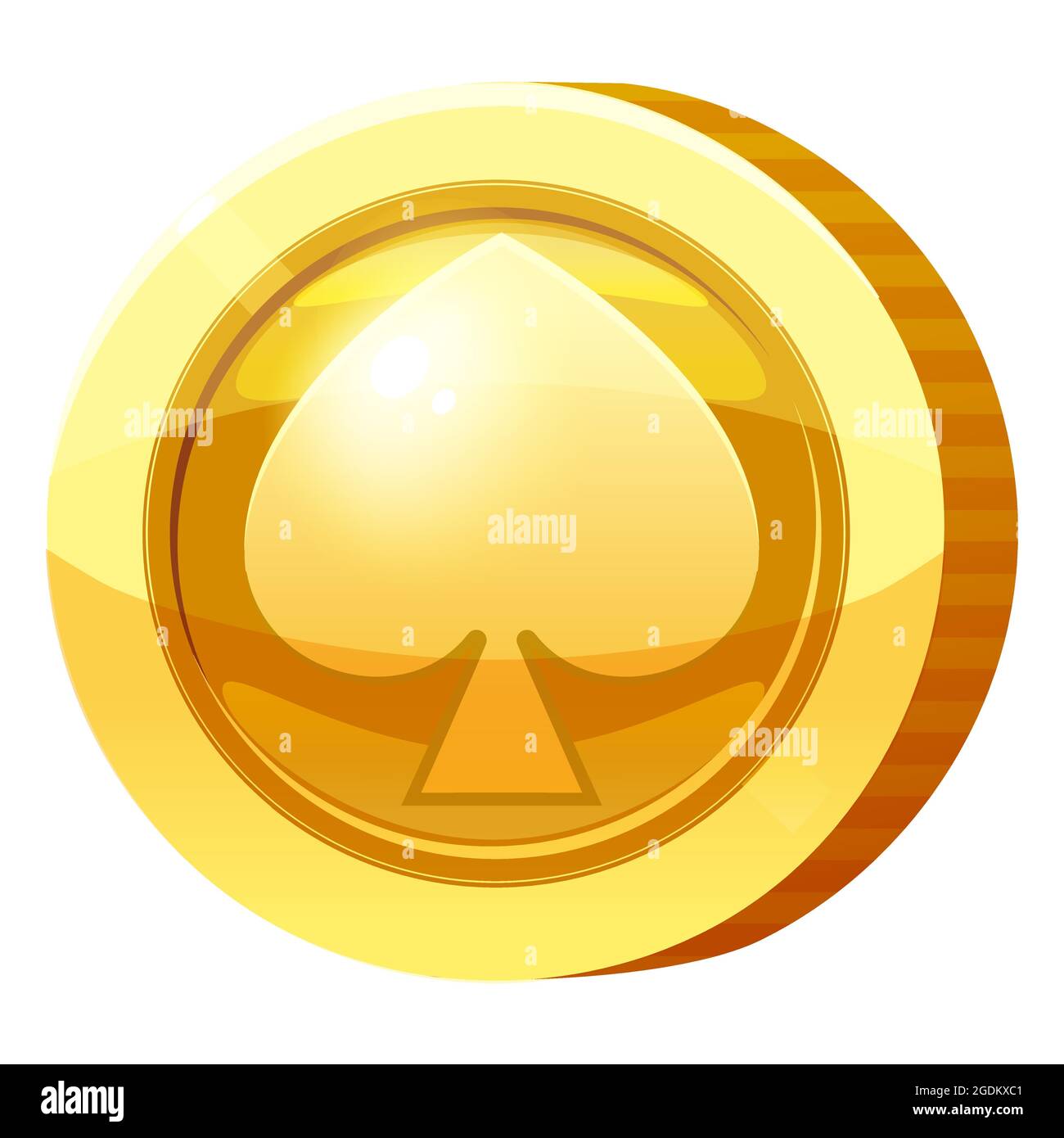 Gold Medal Coin Spades symbol. Golden token for games, user interface ...