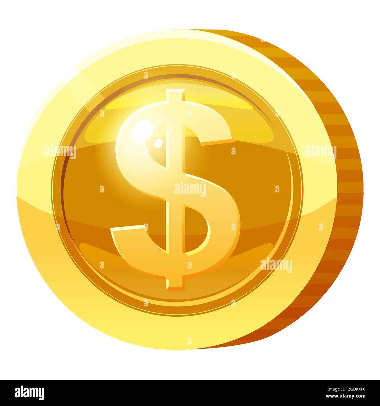 Gold Medal Coin Money symbol. Golden token for games, user interface ...
