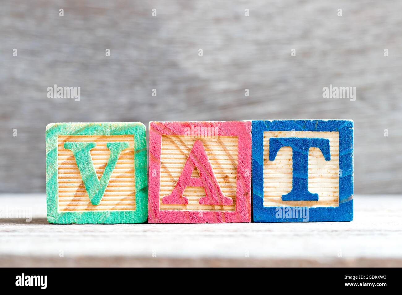 Color letter block in word VAT (Abberviation of Value added tax) on ...