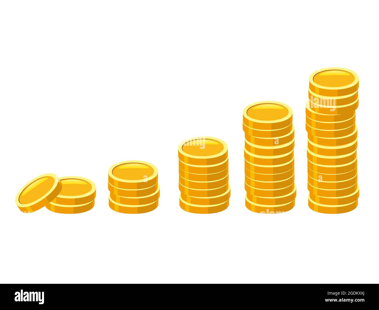 Gold Coins stack. Piles of golden money icon stacked in stacks like ...