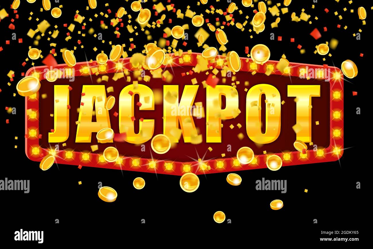 Jackpot Winner banner shining retro sign illuminated by spotlights ...