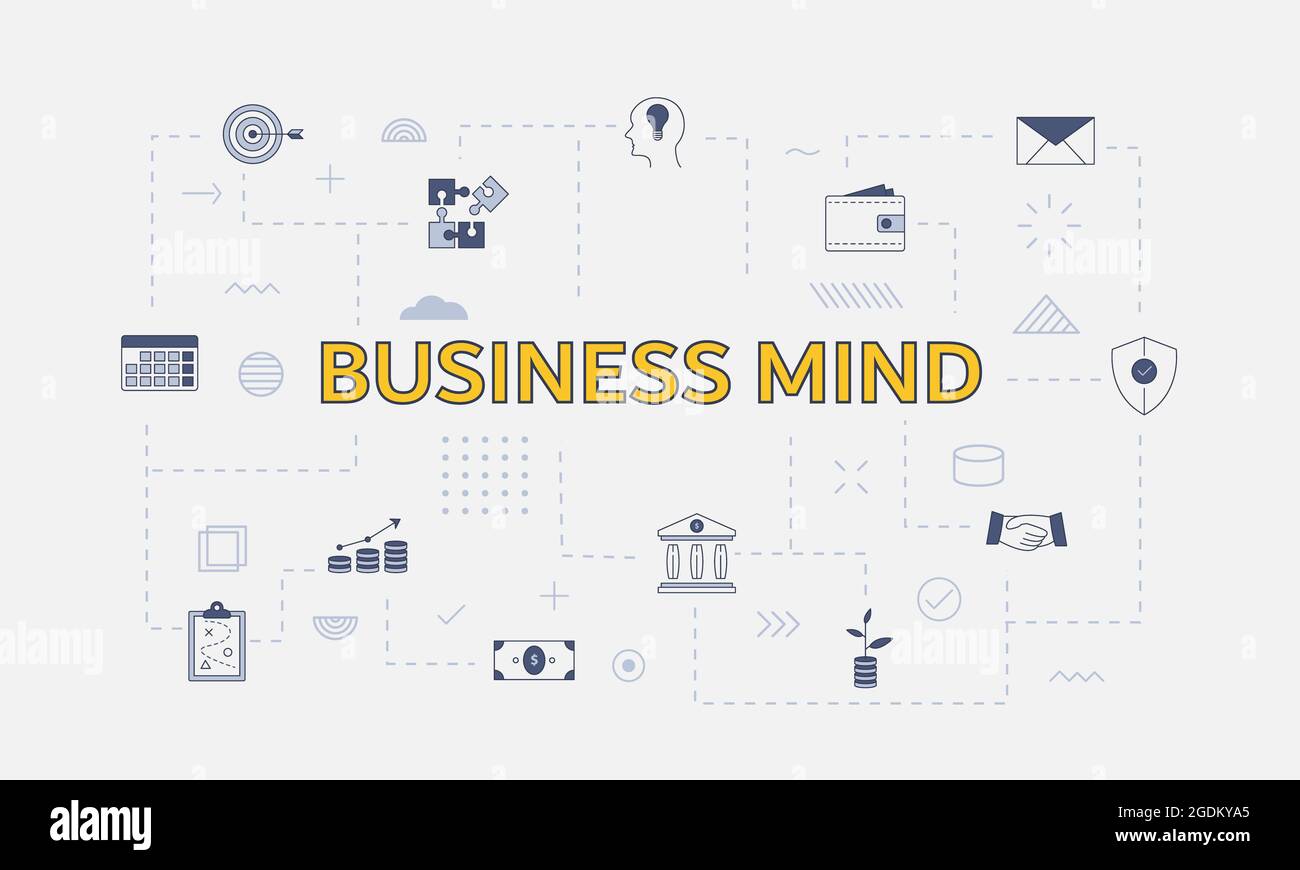 business mind concept with icon set with big word or text on center ...
