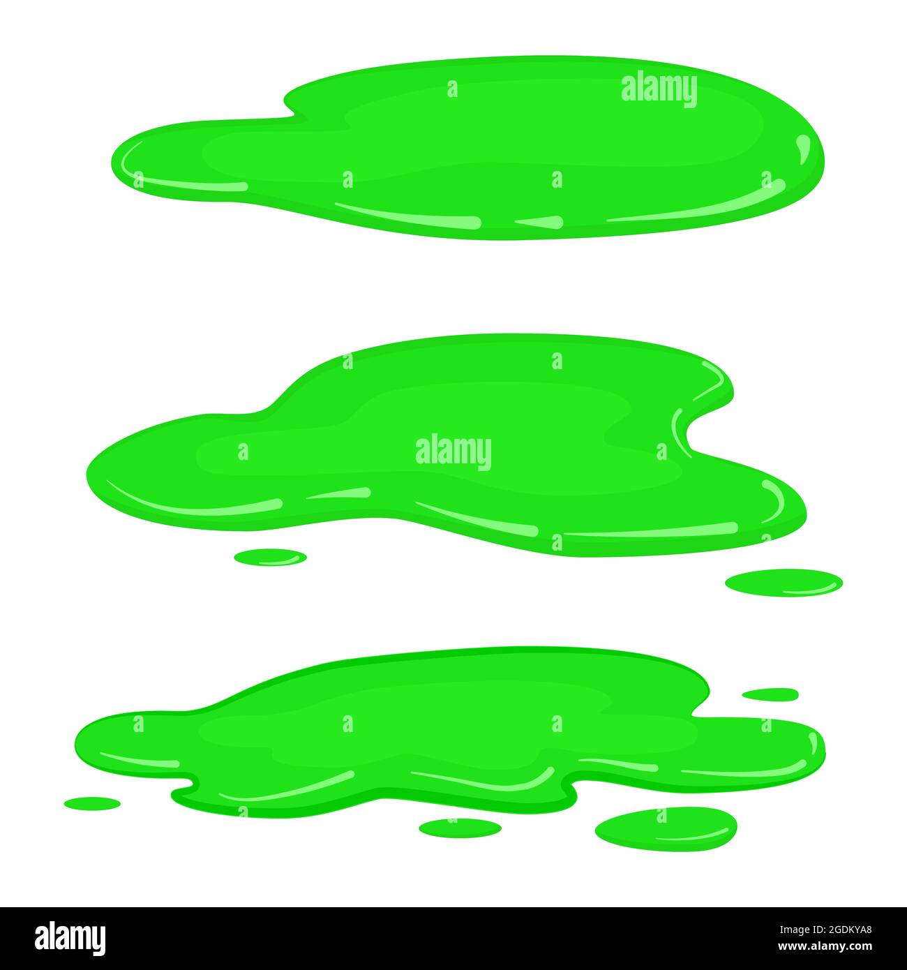 Set Puddles green slime, liquid toxic mold, vector, cartoon style ...