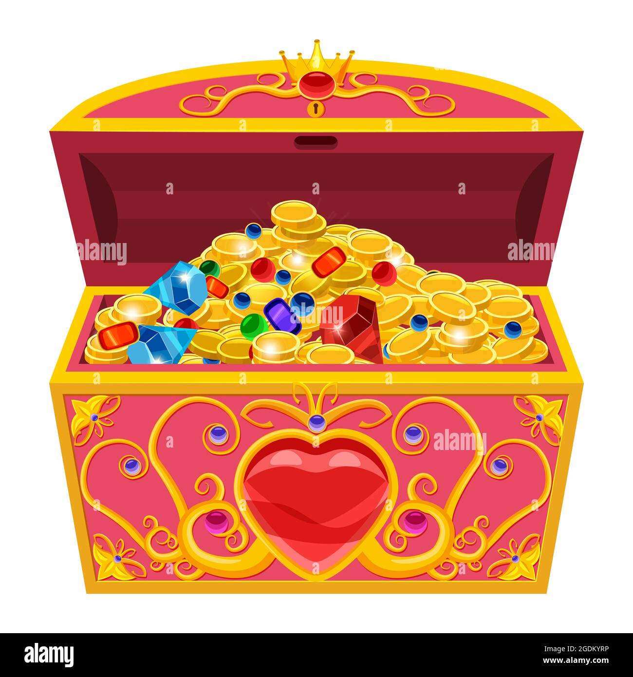Princess treasure chest, decorated with diamonds and gold. Jewels ...