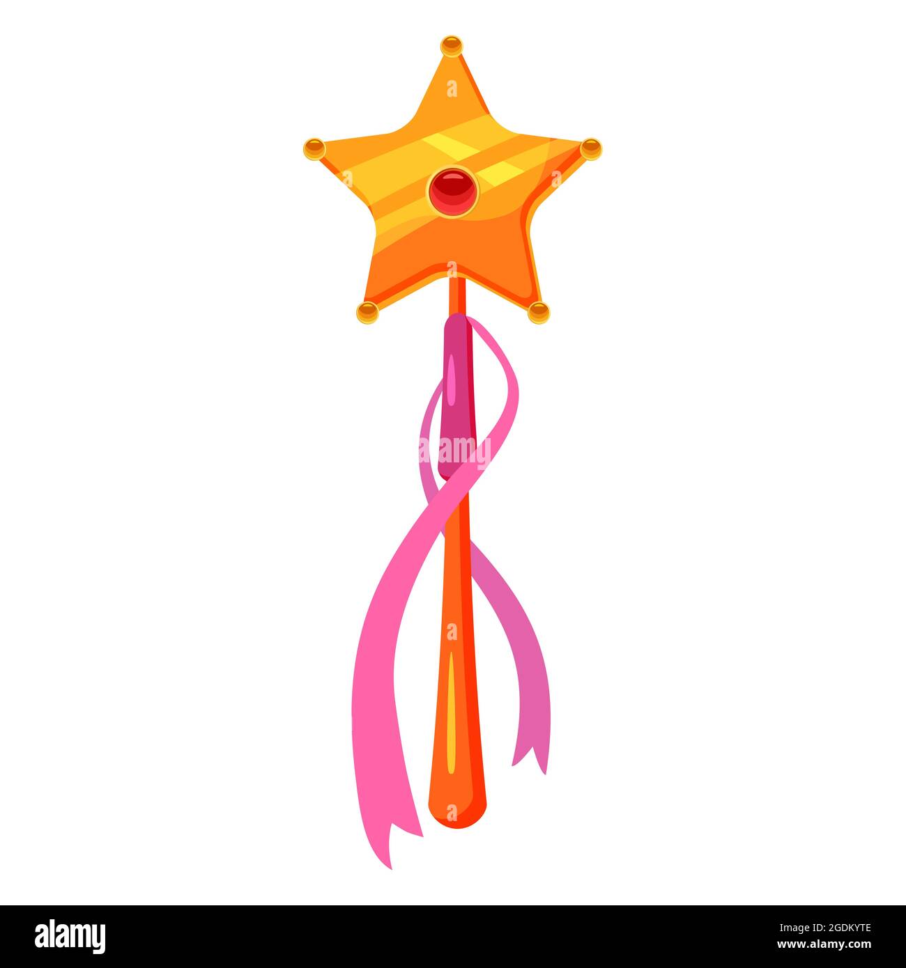Magic wand. Magic accessory in the shape of a star, decorated with ...