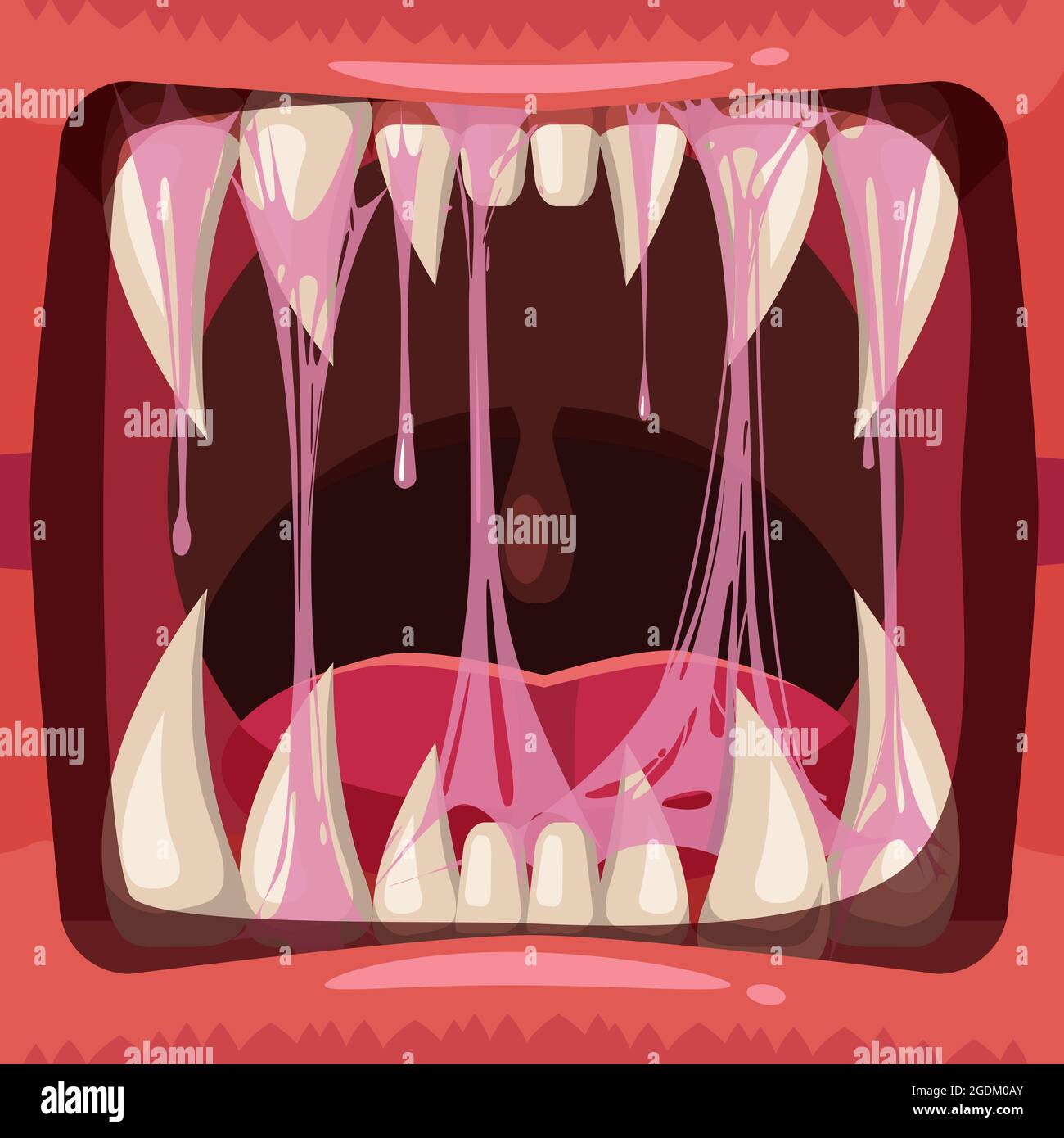 Predatory jaws of a fantastic horrible scary monster with slime ...