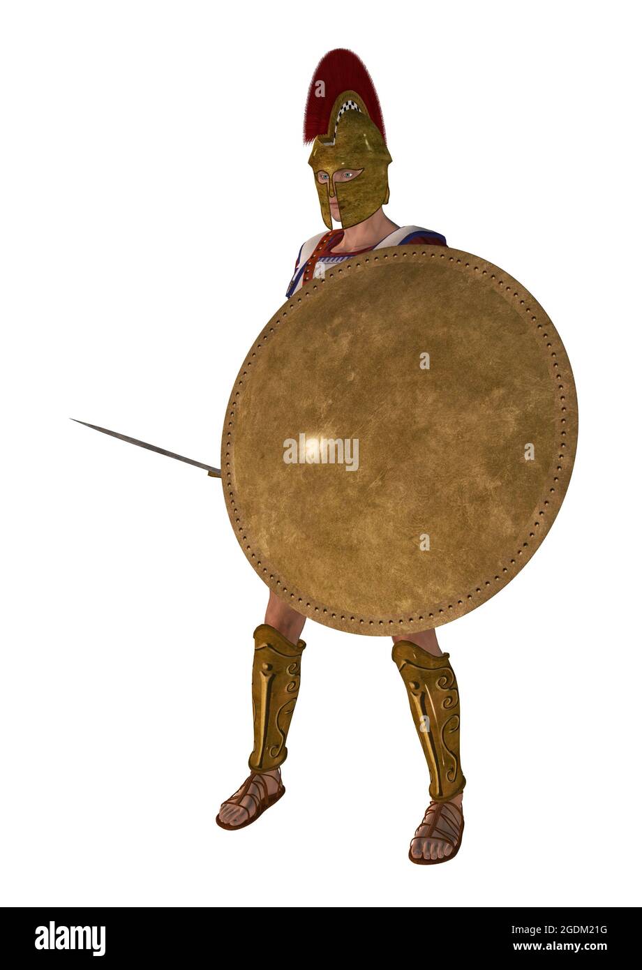 Digitally rendered soldier of the ancient Rome with golden shield and ...