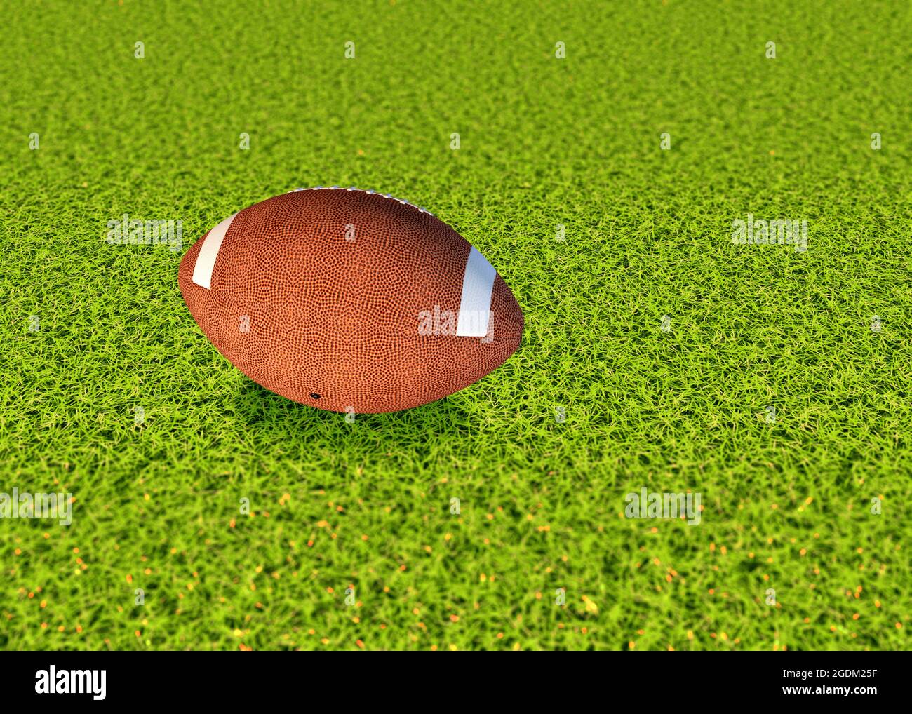 Digitally rendered rugby ball on the green grass background Stock Photo ...
