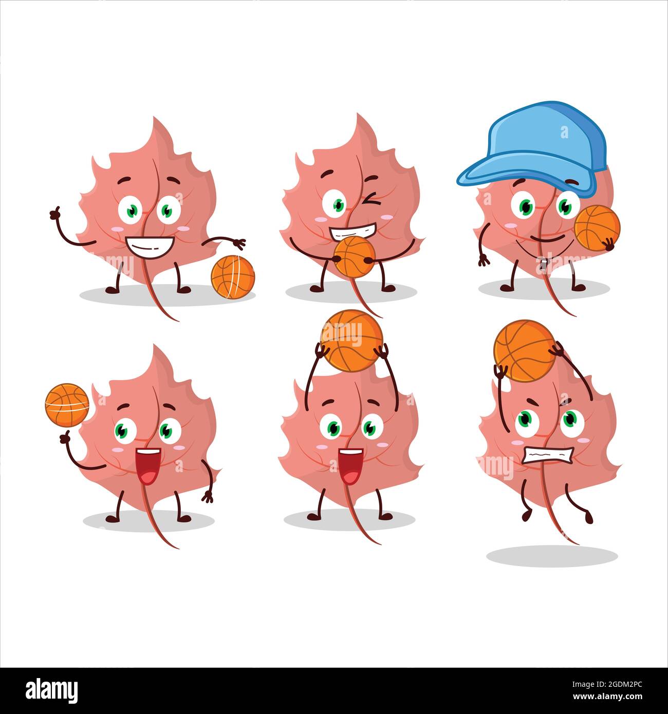 Talented pink maple cartoon character as a basketball athlete. Vector ...