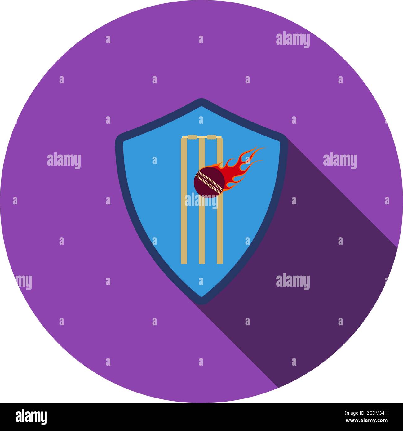 Cricket Shield Emblem Icon. Flat Circle Stencil Design With Long Shadow ...