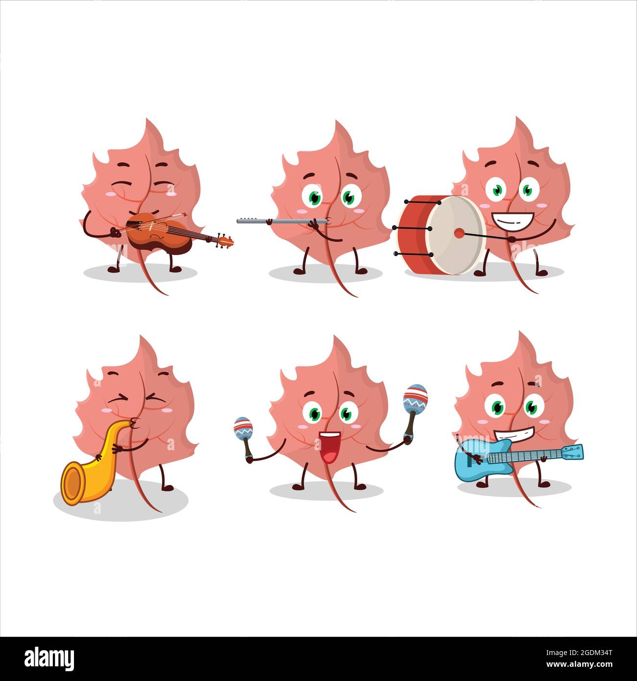 Cartoon character of pink maple playing some musical instruments ...