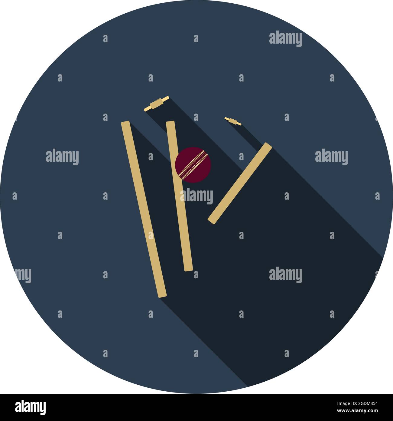 Cricket Wicket Icon. Flat Circle Stencil Design With Long Shadow. Vector Illustration Stock ...