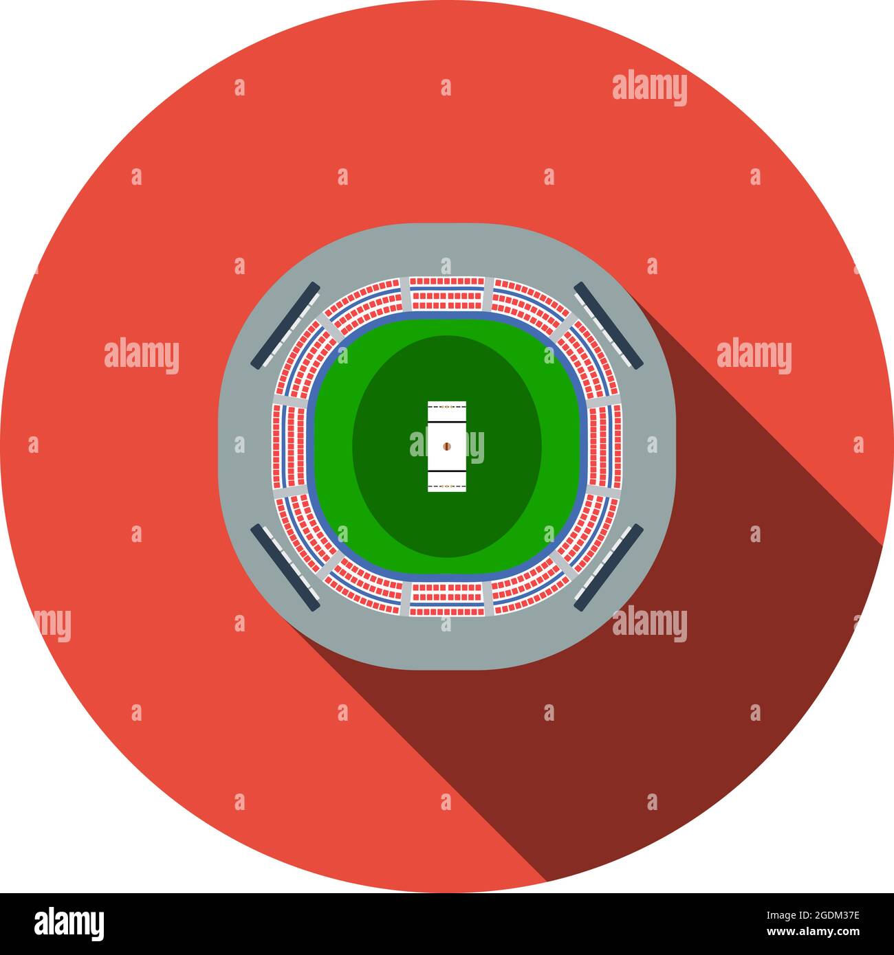 Cricket Stadium Icon. Flat Circle Stencil Design With Long Shadow ...