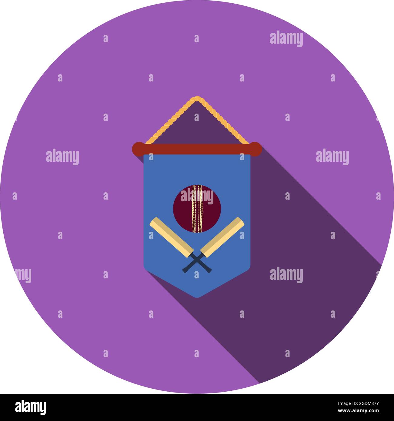 Cricket Shield Emblem Icon. Flat Circle Stencil Design With Long Shadow ...