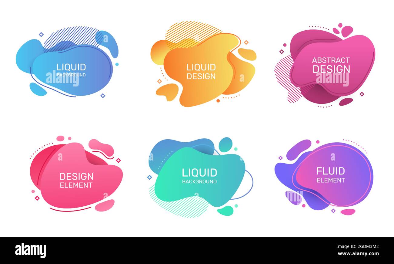 Abstract liquid shape, organic fluid blobs banner. Modern gradient graphic elements with ...