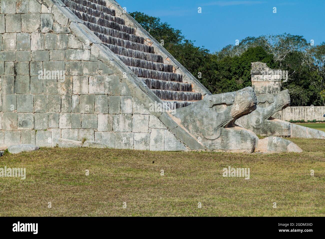 Stairway of the pyramid Kukulkan in the Mayan archeological site ...