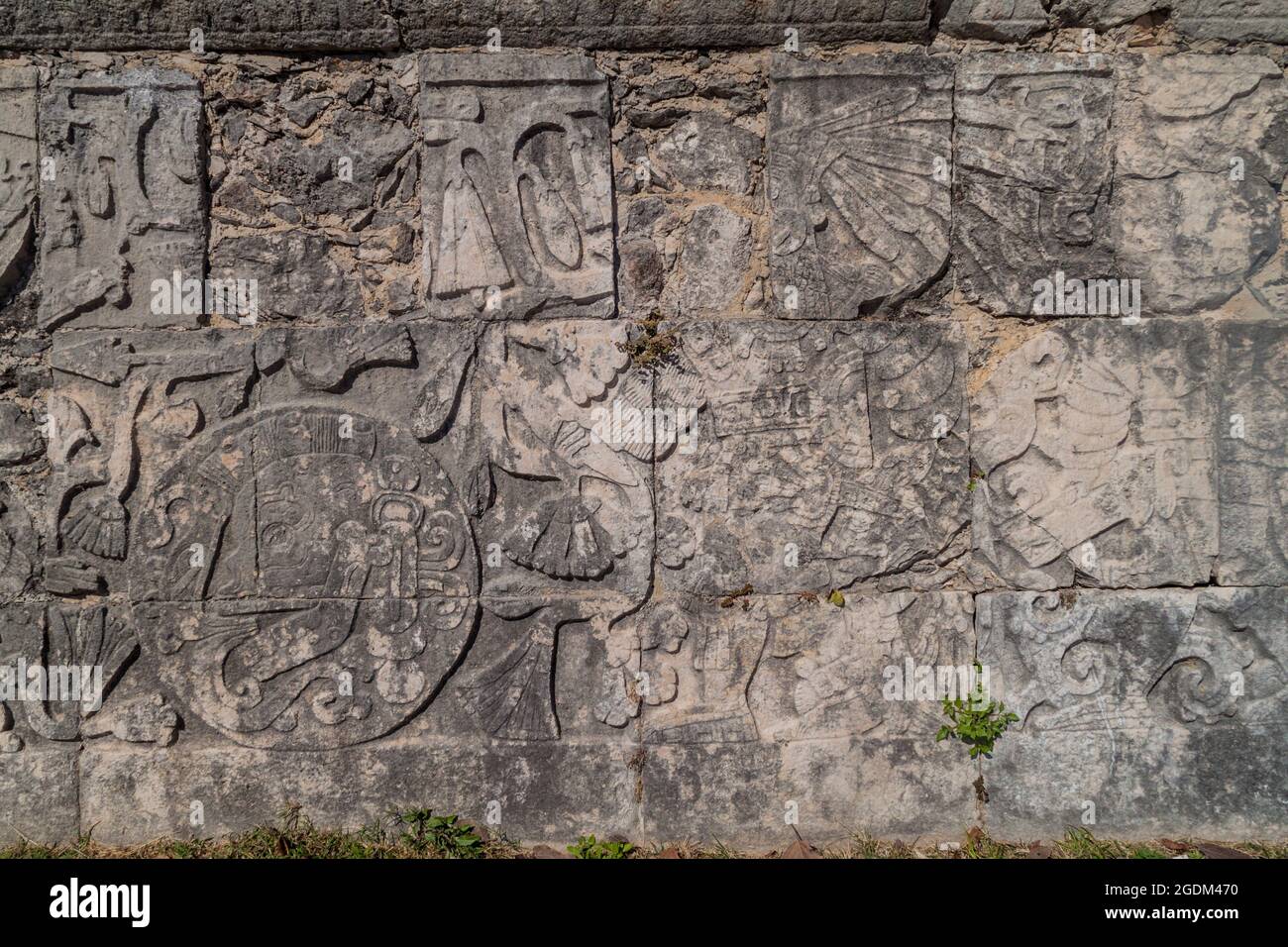 Reliefs of the players at the great ball game court at the ...