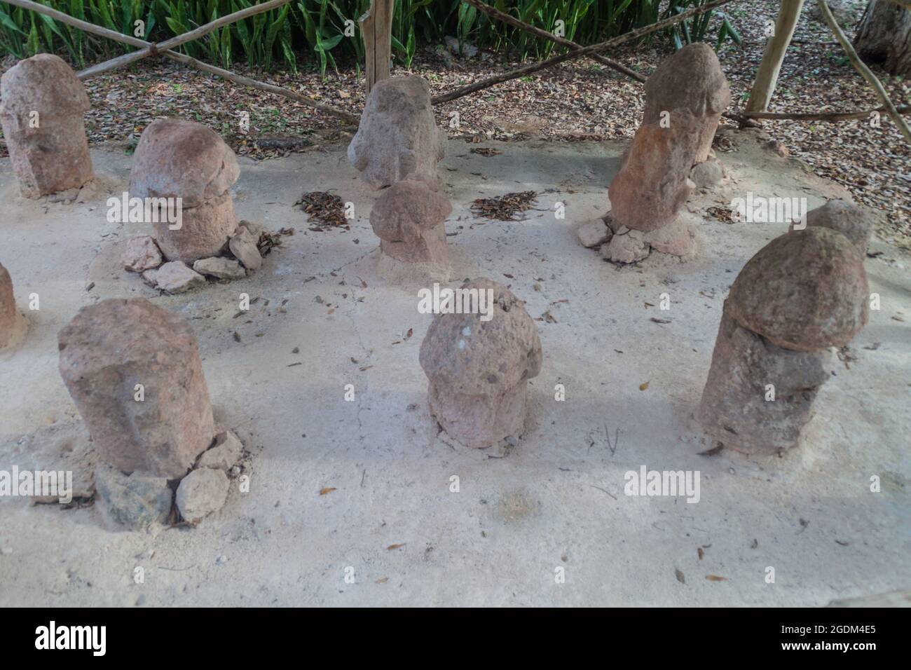 Stone phalluses in the ancient Mayan city Uxmal, Mexico Stock Photo - Alamy
