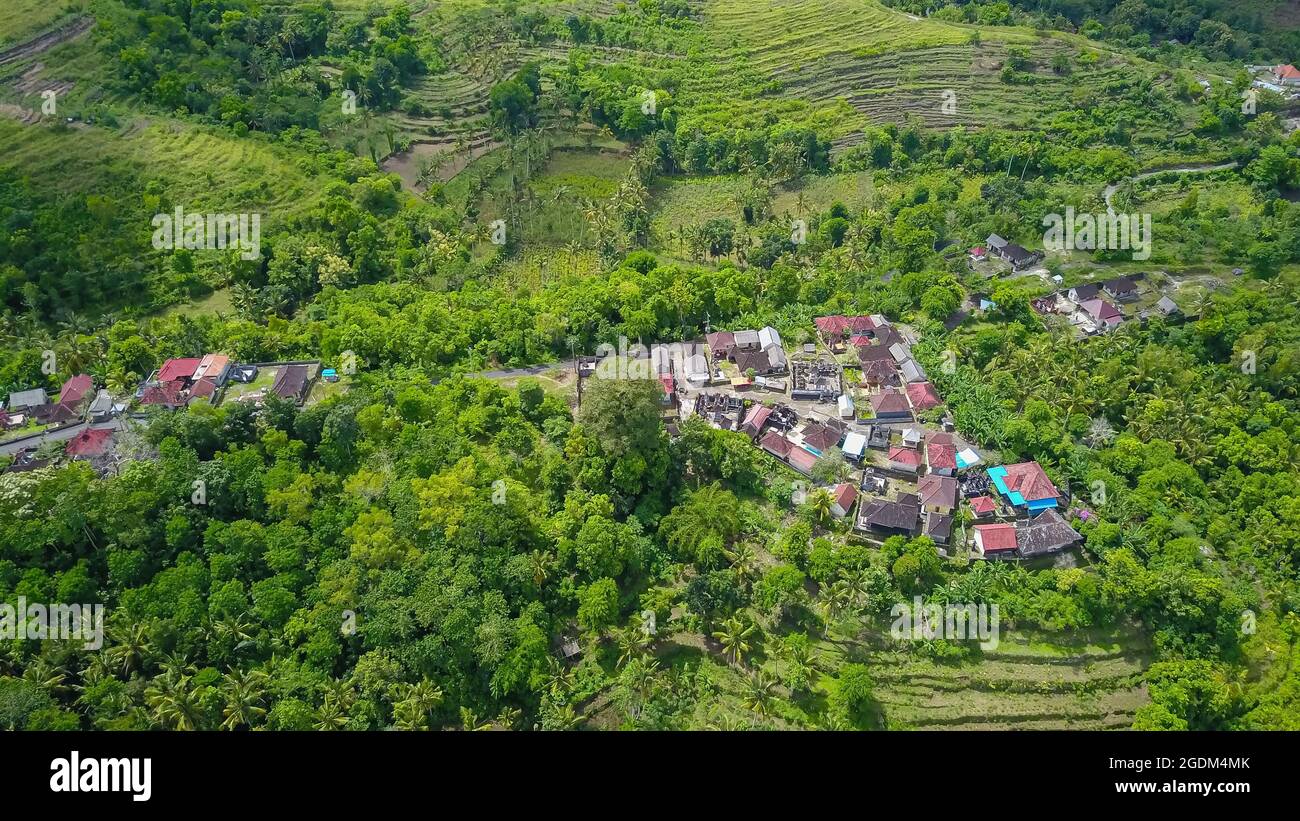 Aerial Drone image beautiful rural small village with surrounding ...