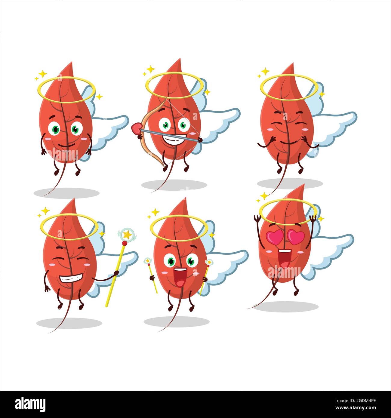 Dried leaves cartoon designs as a cute angel character. Vector ...