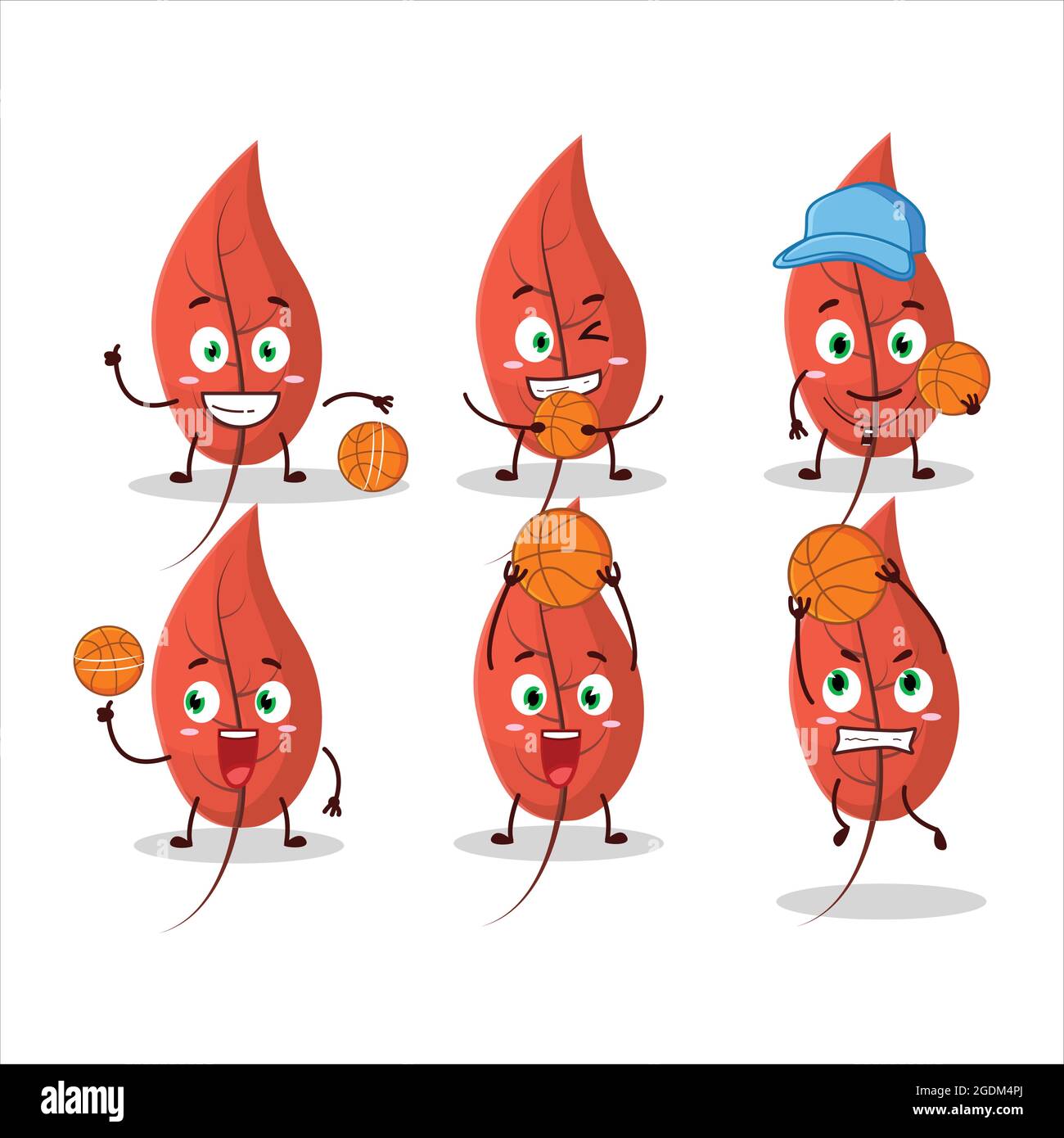 Talented dried leaves cartoon character as a basketball athlete. Vector ...