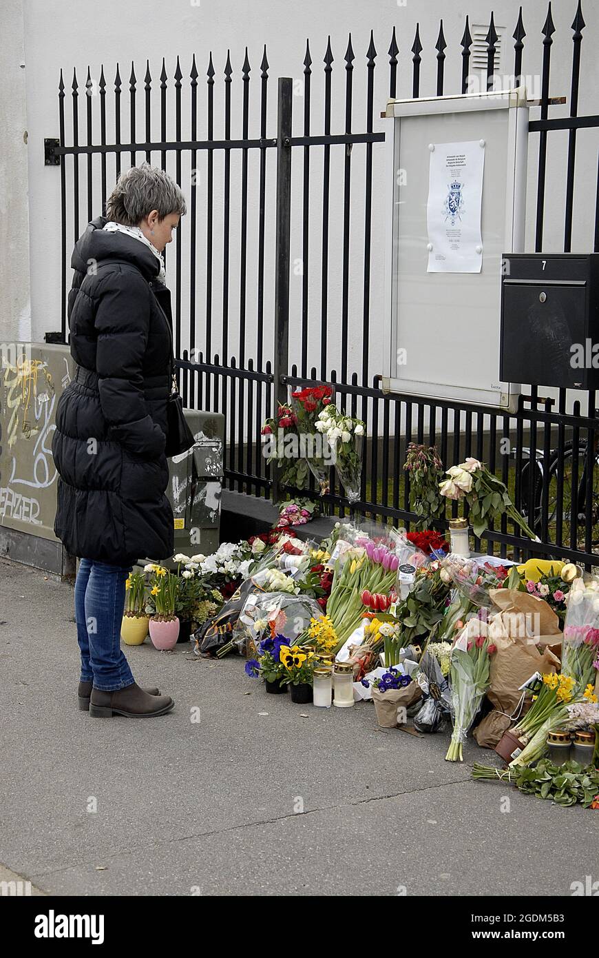Copenhagen/Denmark/ 27 March 2016 On easter sunday People still pay tribute to Brussel terror ...