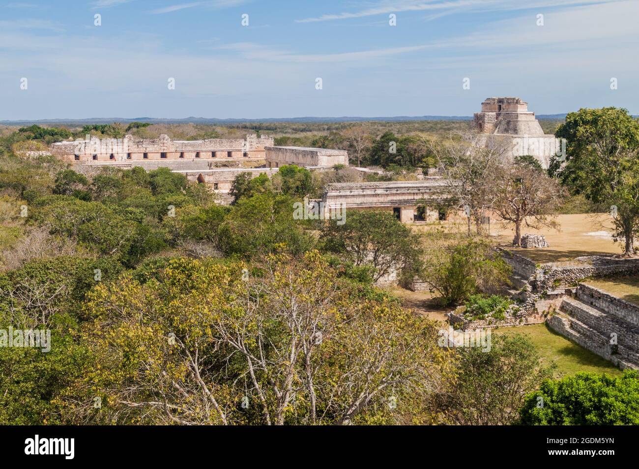 Aerial view of the ruins of the ancient Mayan city Uxmal, Mexico Stock ...