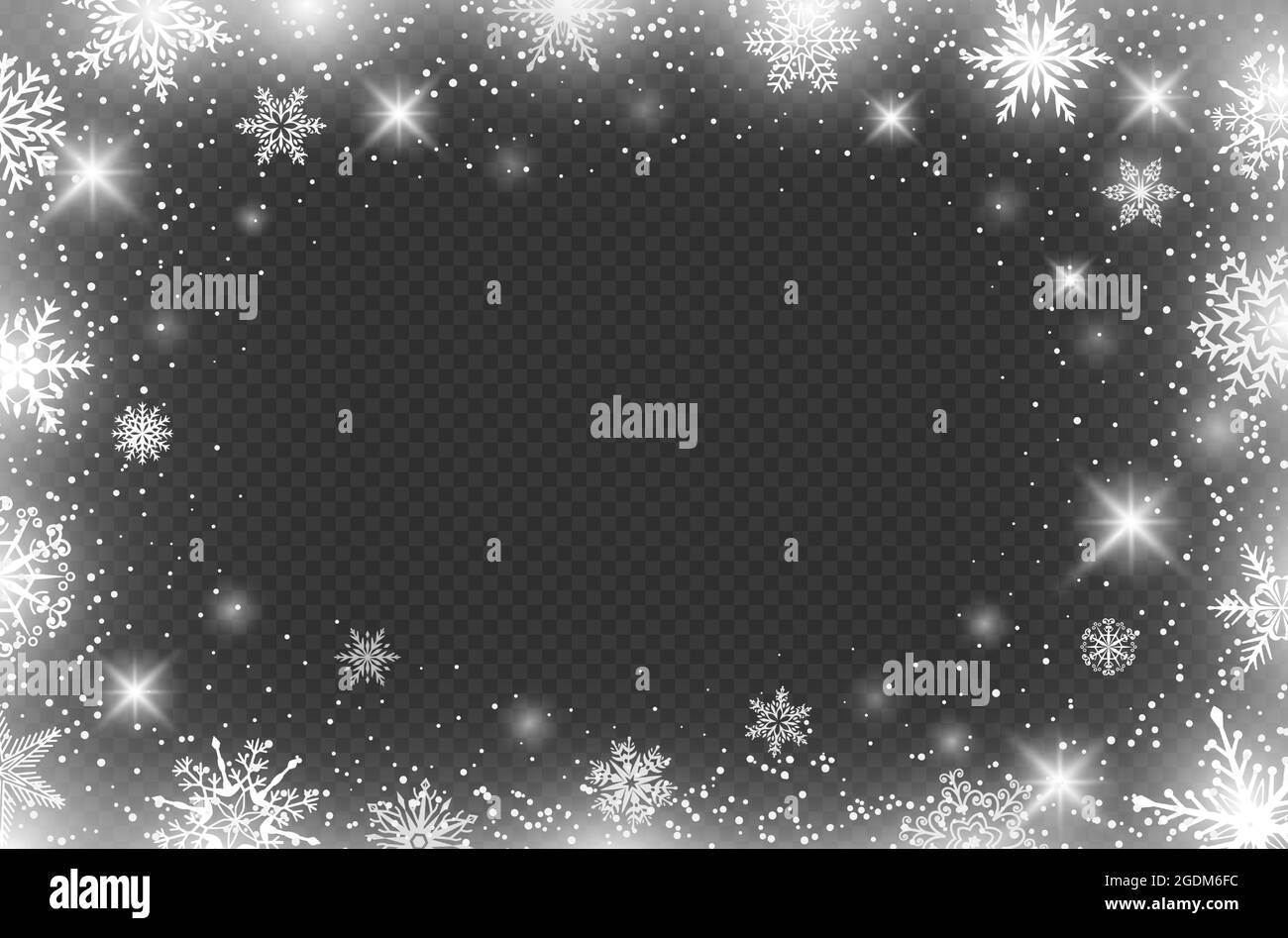 Winter snowflakes border, frozen frame borders effect. Christmas ...