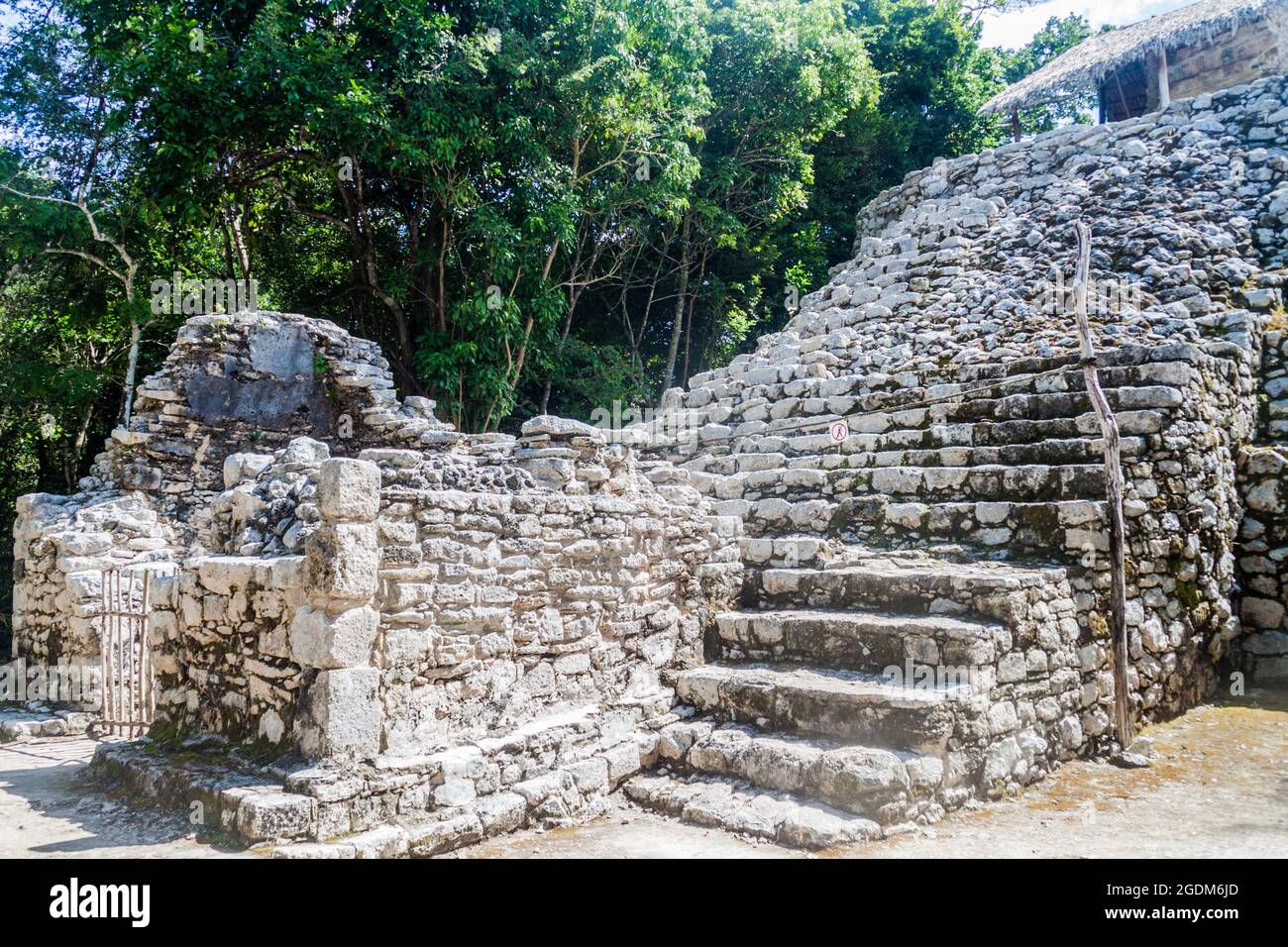 Pyramid of the Painted Lintel at the ruins of the Mayan city Coba ...