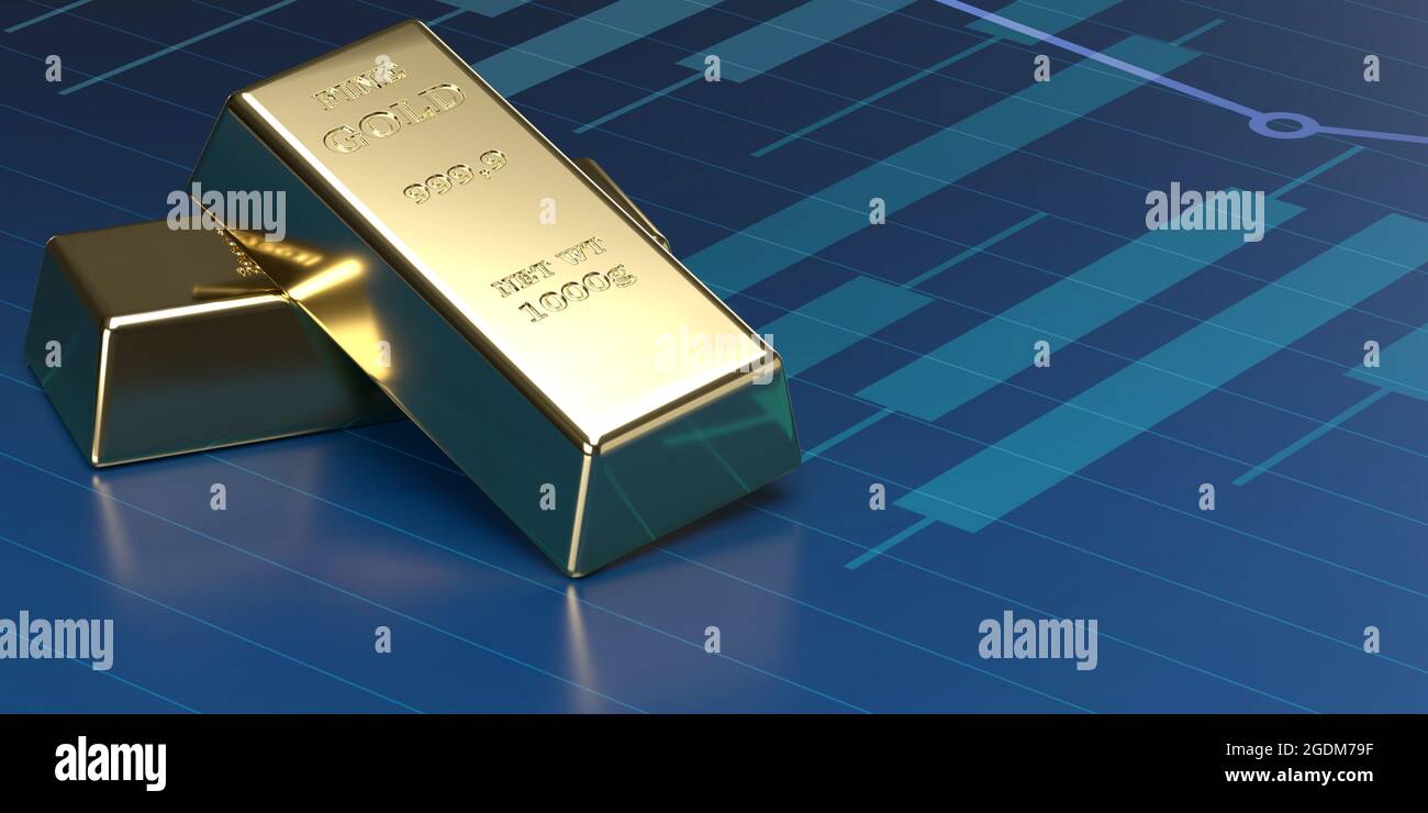 Investment, banking, business concept: 3d render gold ingot bars ...