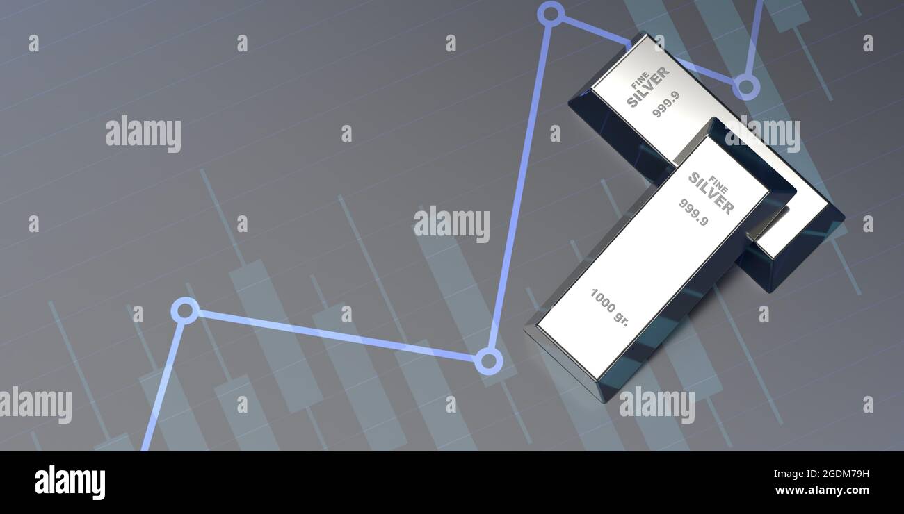 Investment, banking, business concept: 3d render silver ingot bars ...
