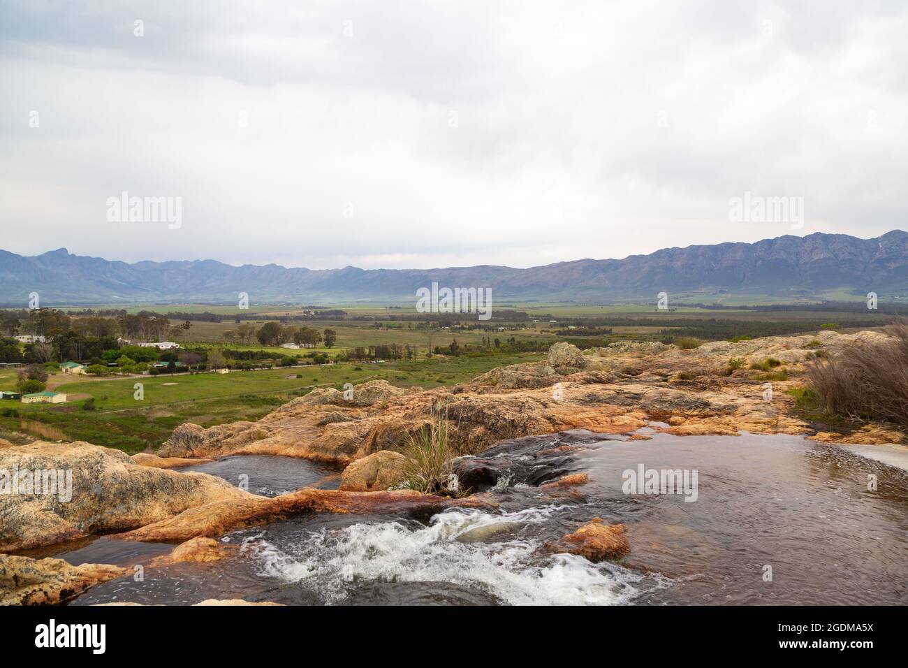 Above a waterfall close to Tulbagh in the Western Cape of South Africa ...