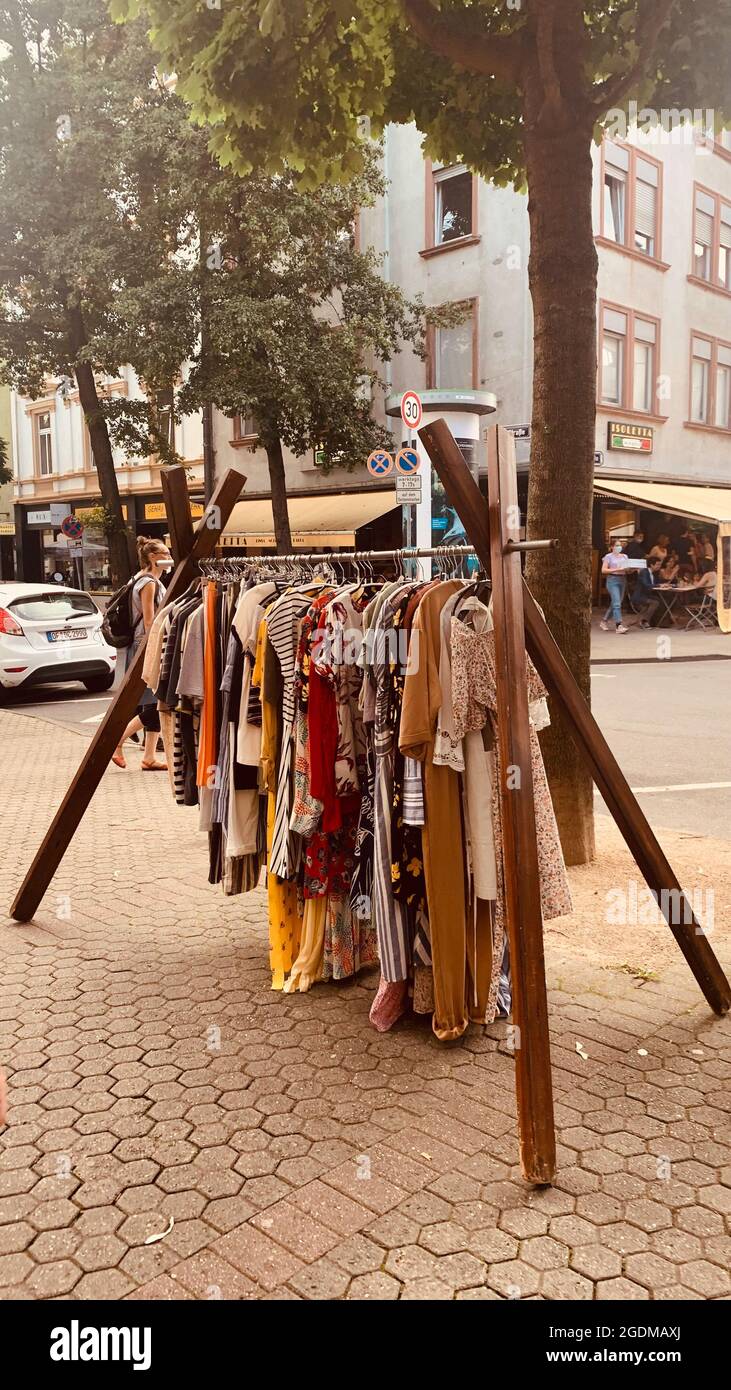 Vertical shot of an outdoor clothing store Stock Photo - Alamy