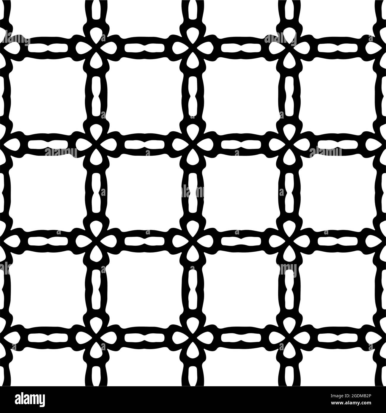 Seamless vector pattern in geometric ornamental style. Black and white ...