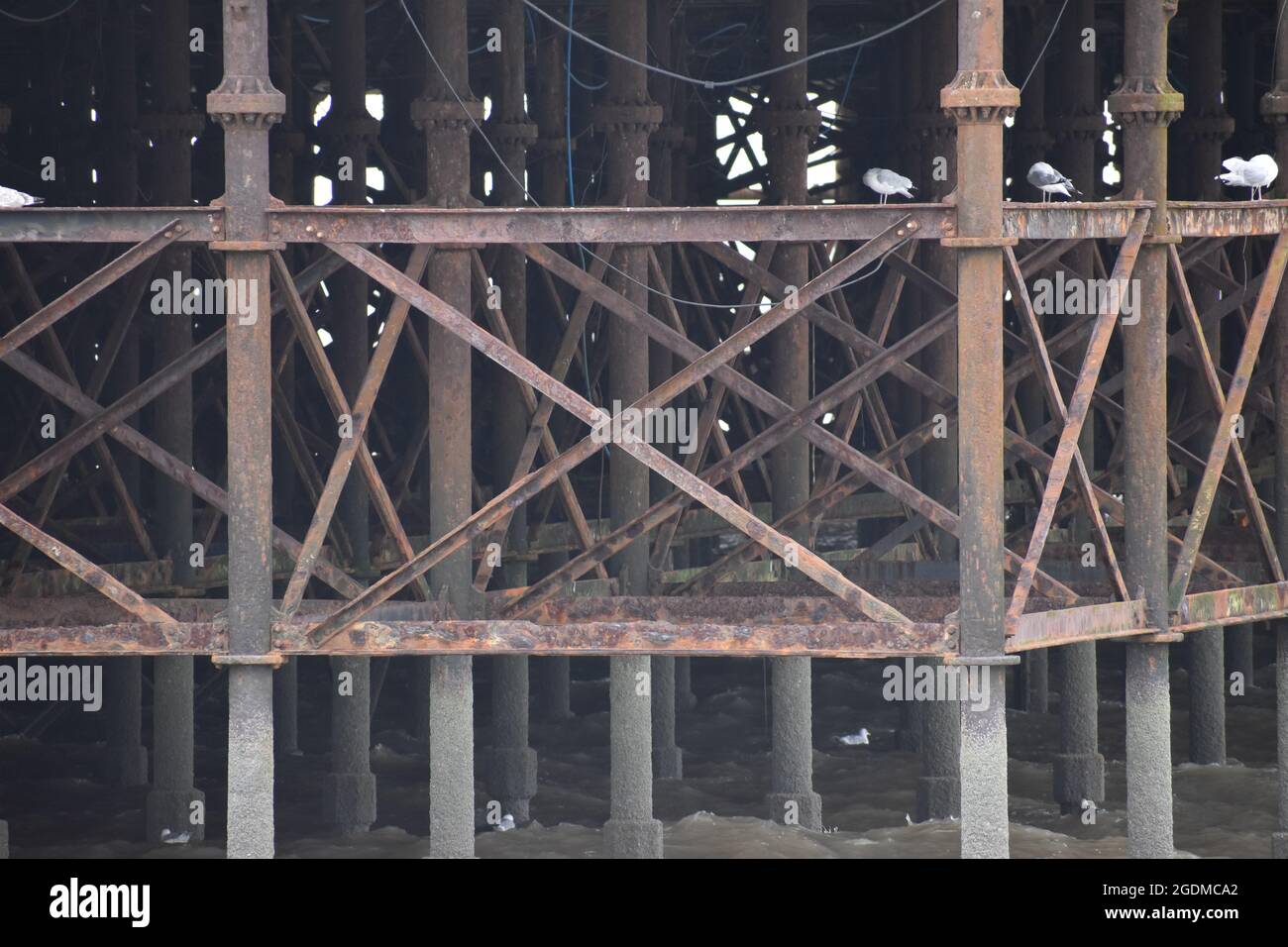 Metal pier structure and the sea Stock Photo - Alamy