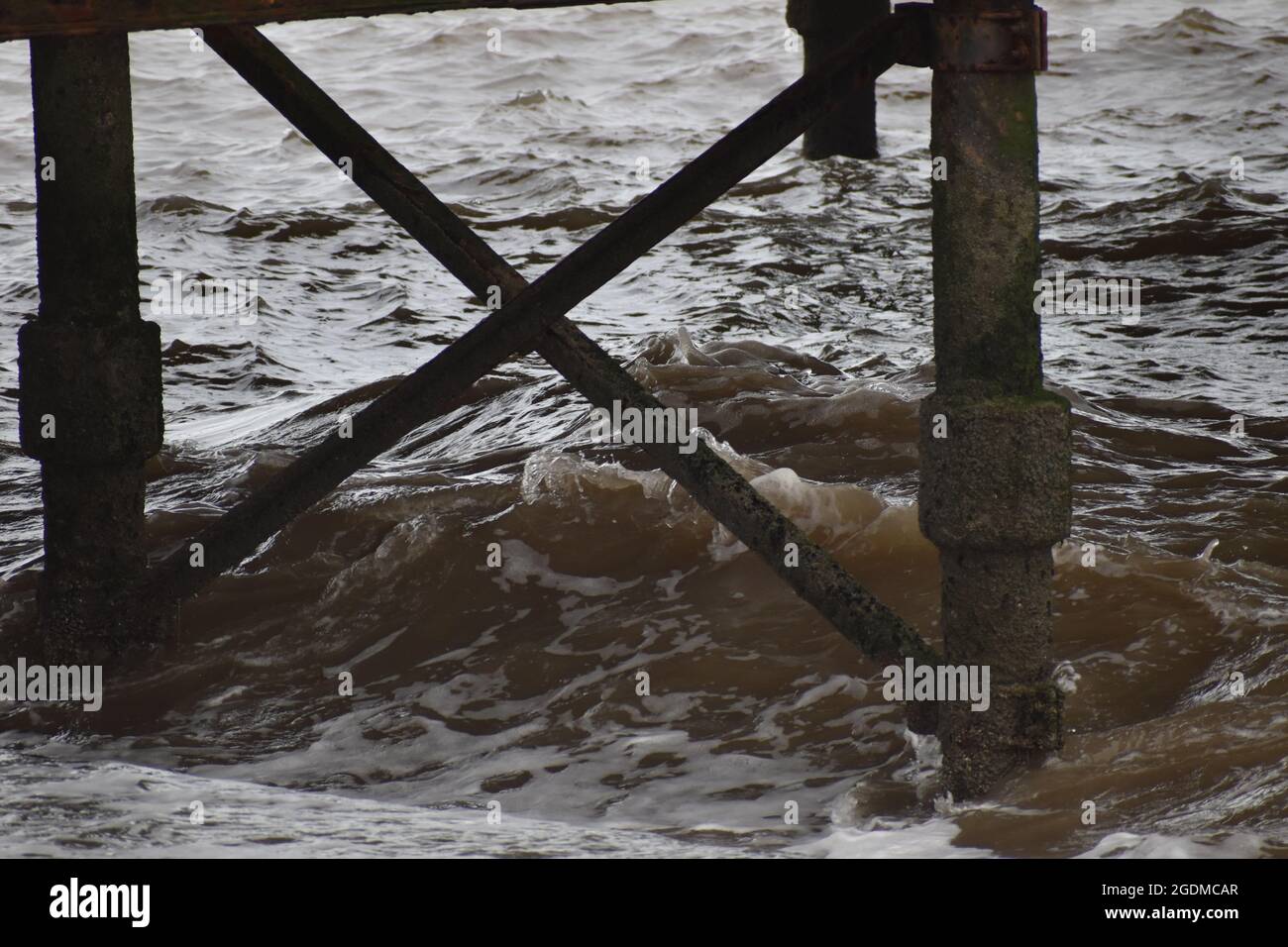 Metal pier structure and the sea Stock Photo - Alamy
