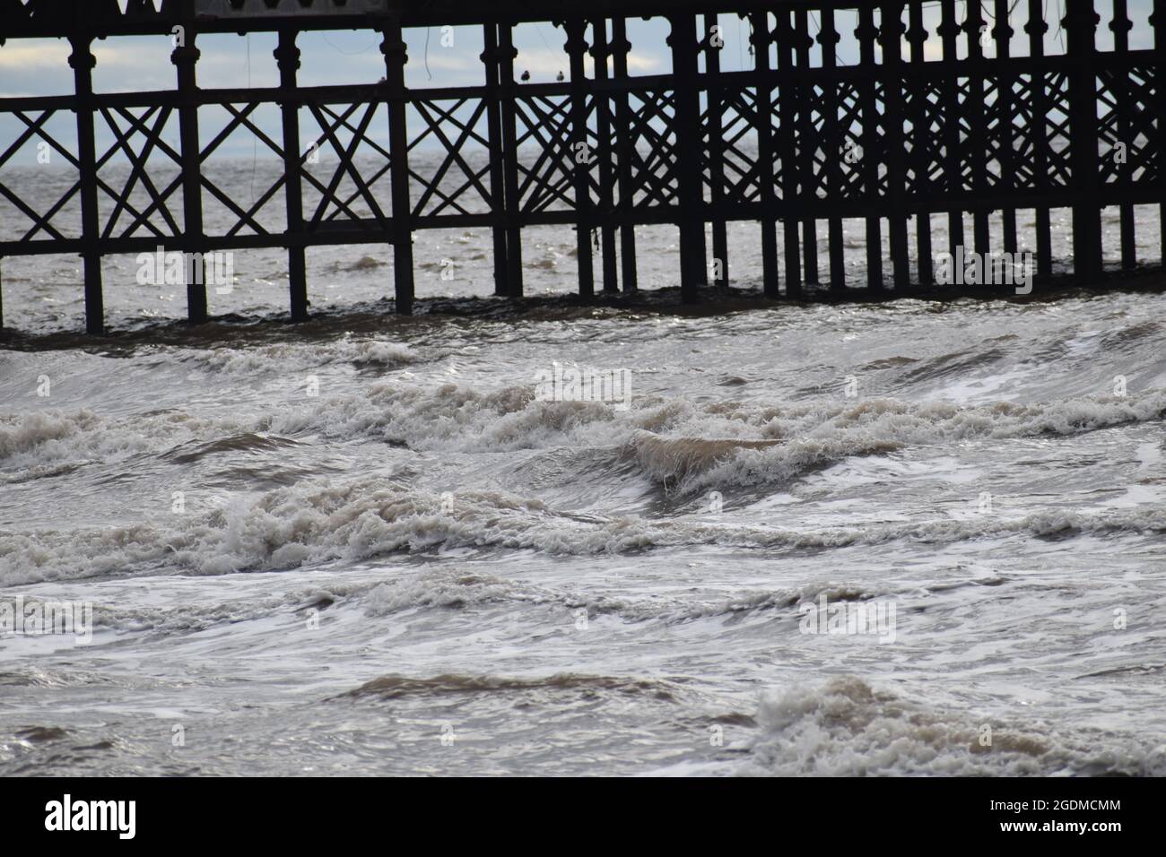 Metal pier structure and the sea Stock Photo - Alamy