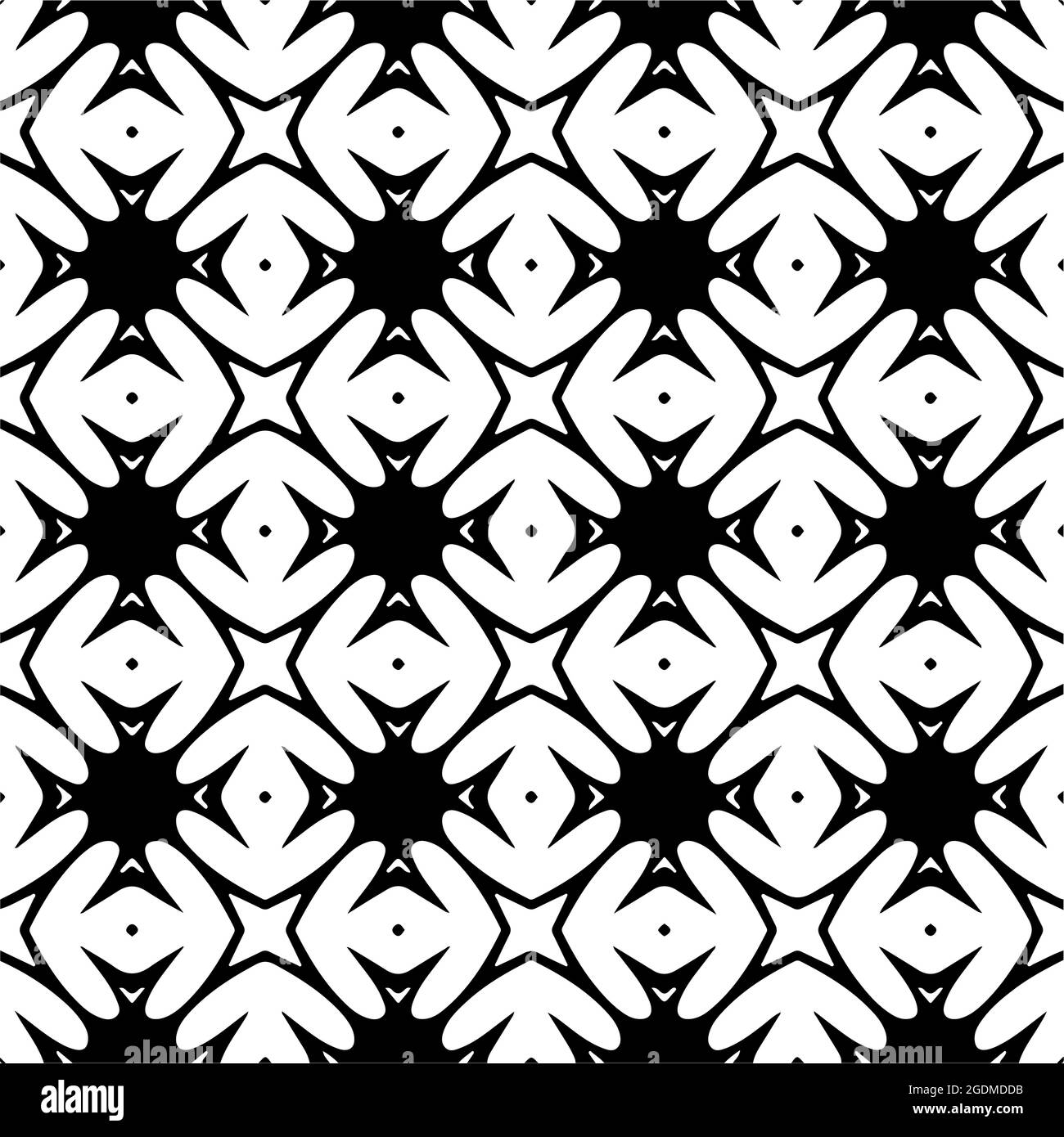 Seamless vector pattern in geometric ornamental style. Black and white ...