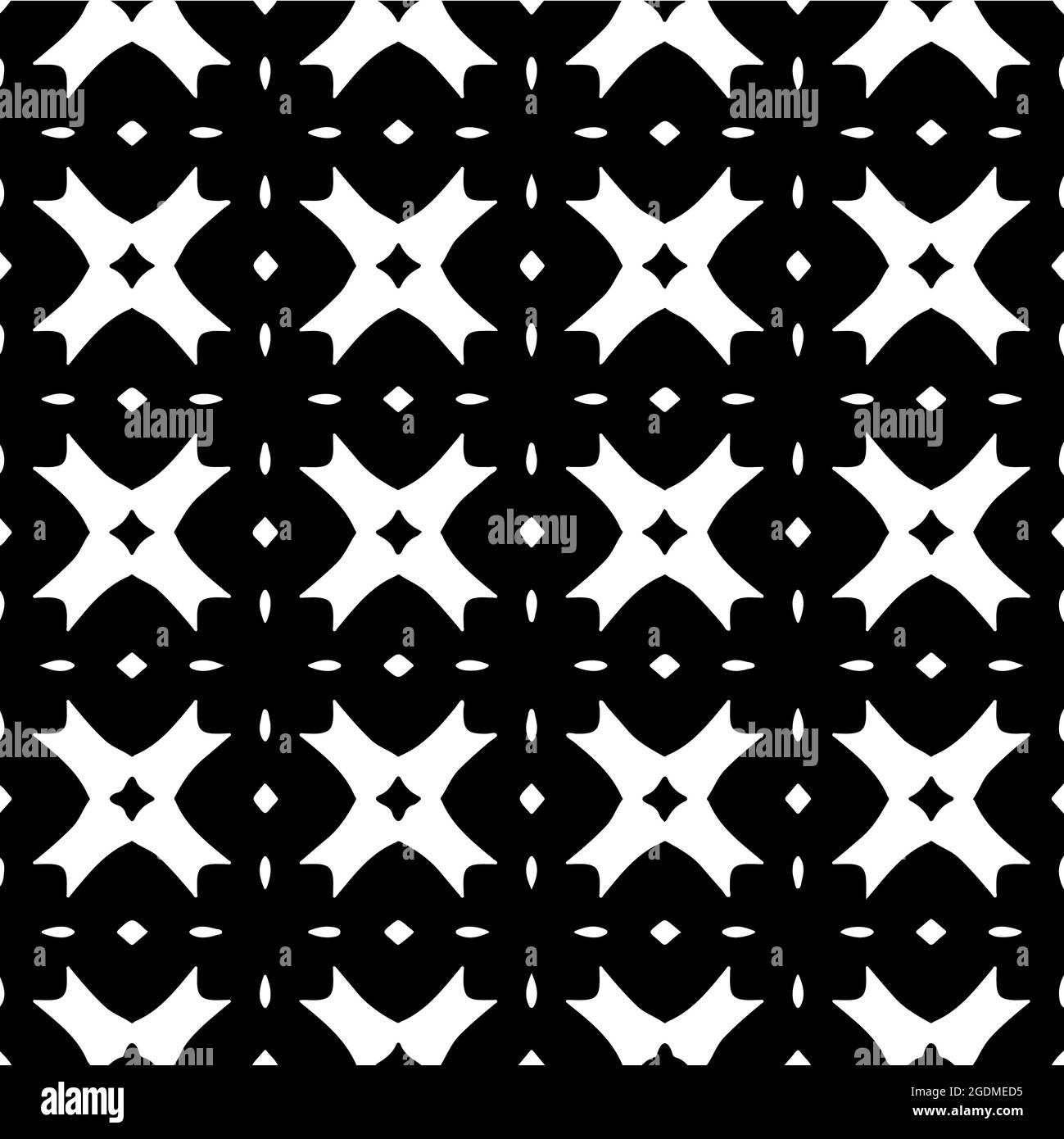 Seamless vector pattern in geometric ornamental style. Black and white ...