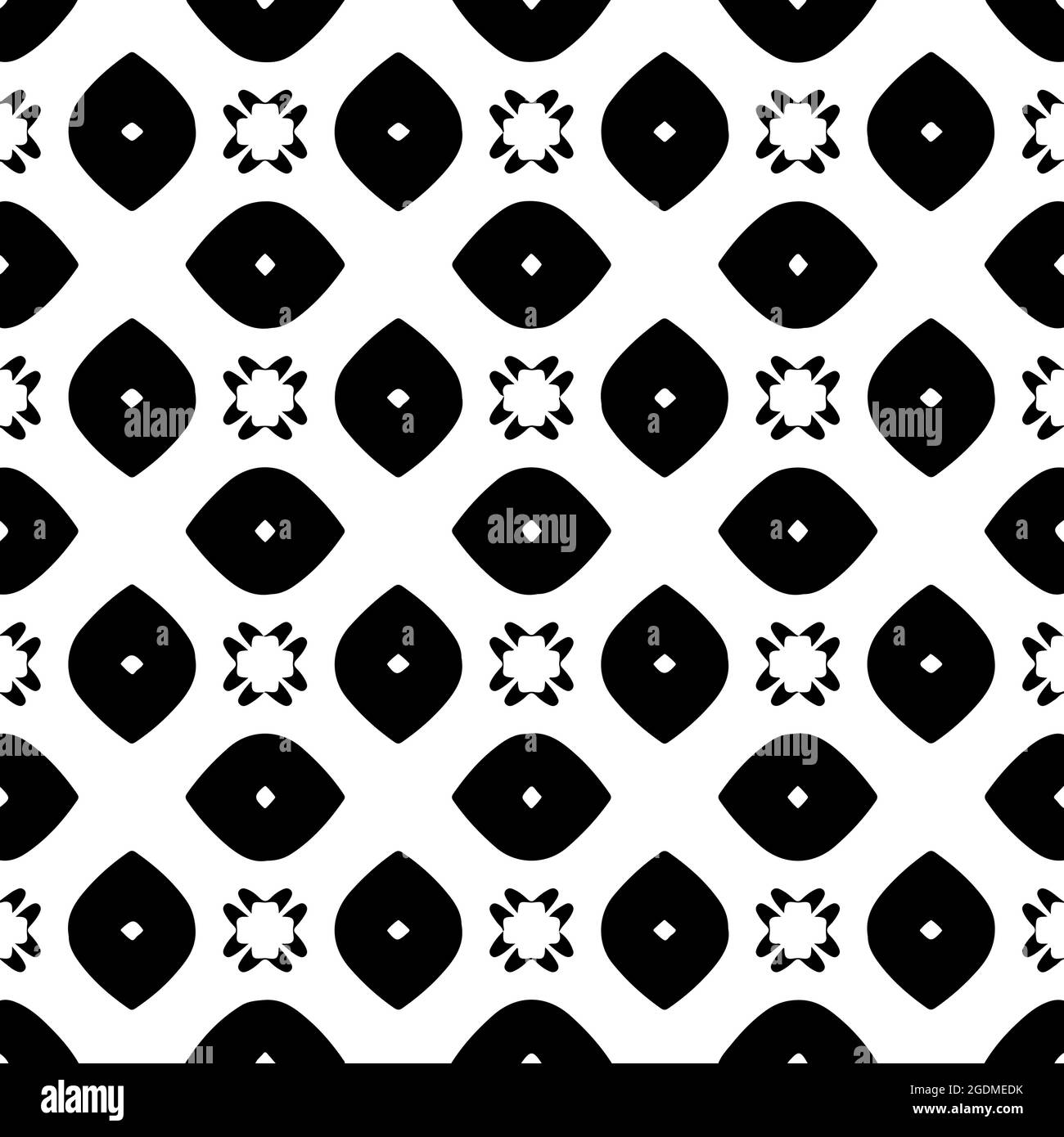Seamless vector pattern in geometric ornamental style. Black and white ...