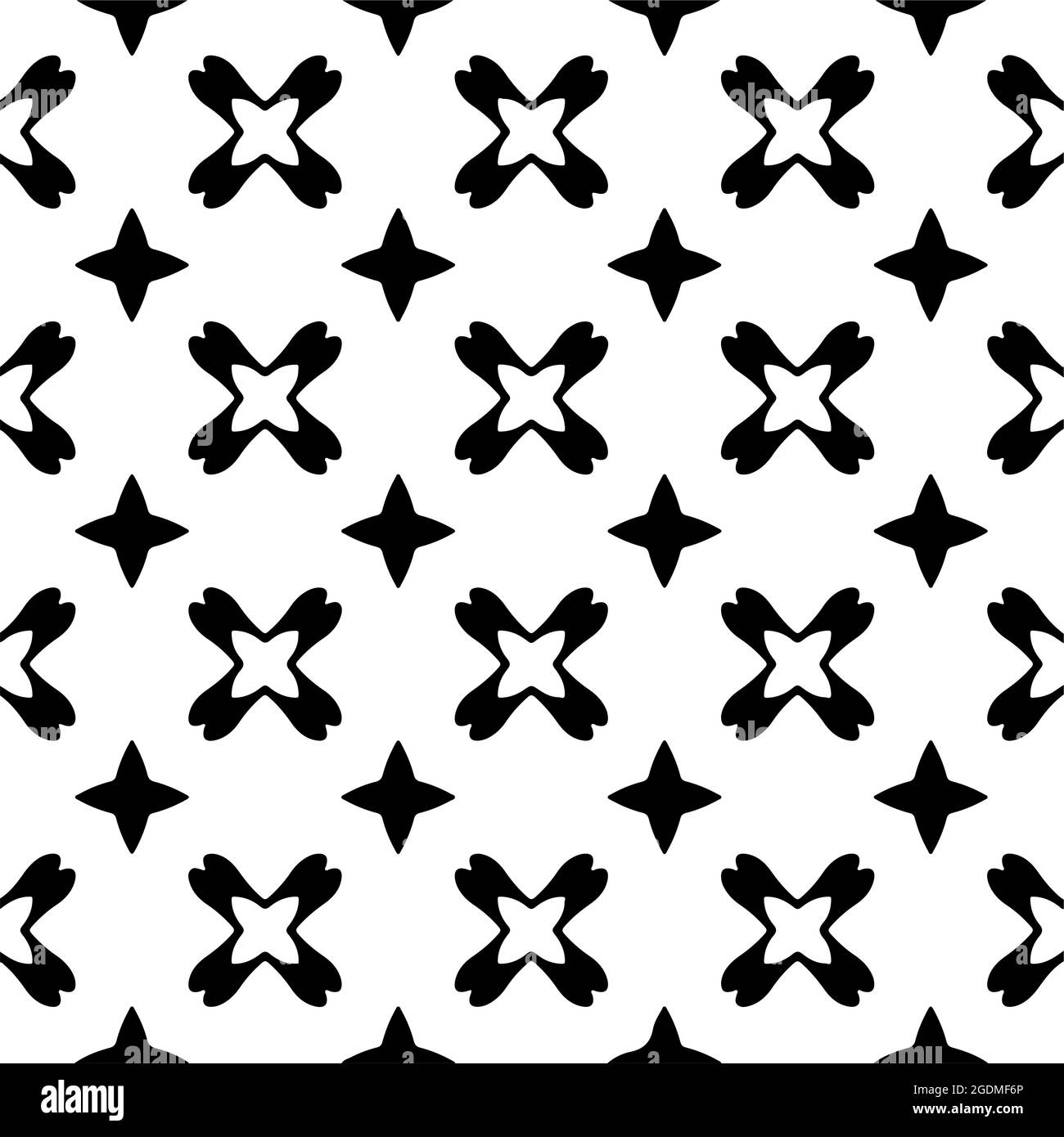 Seamless vector pattern in geometric ornamental style. Black and white ...